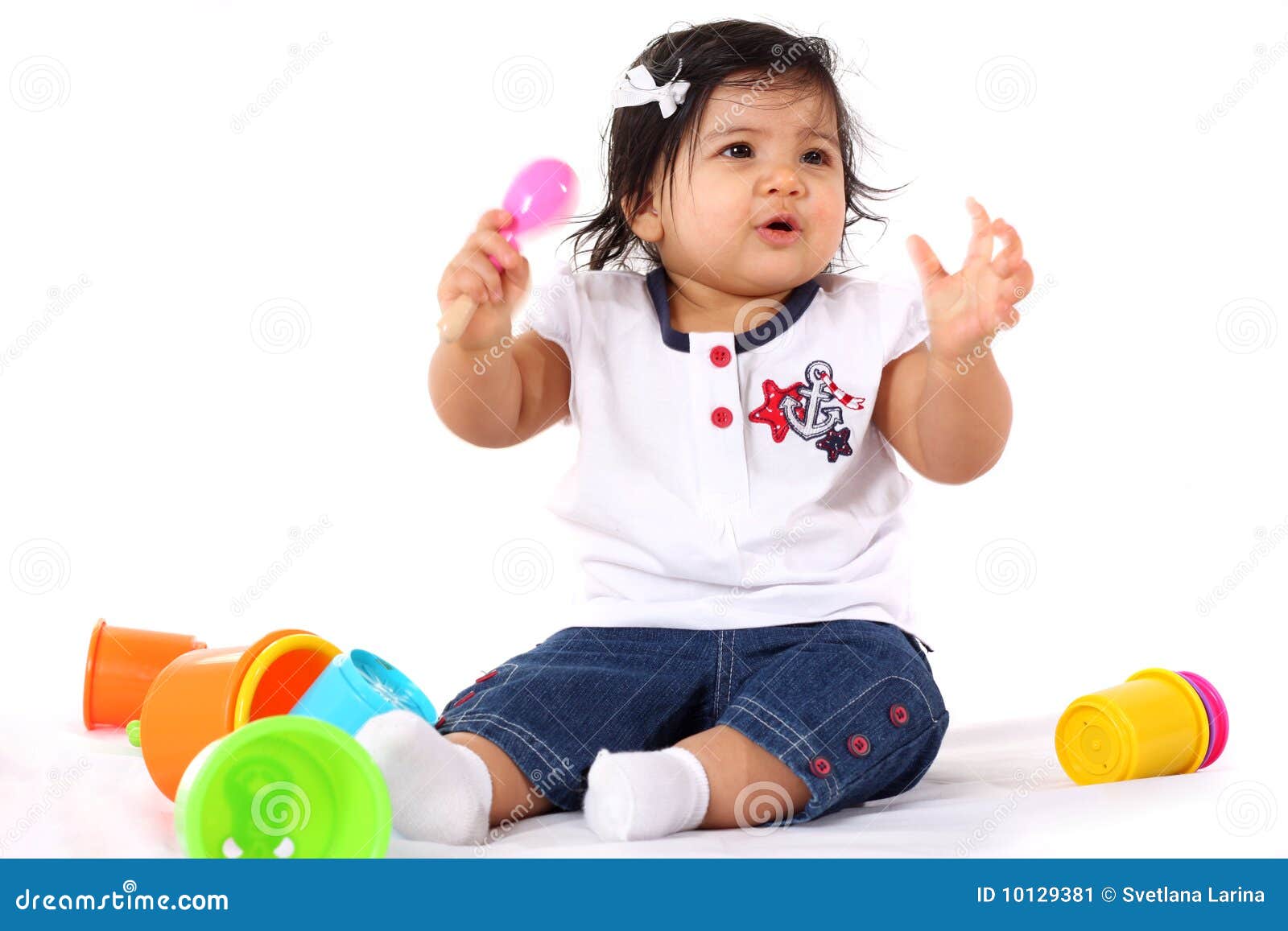 Baby playing stock image. Image of isolated, cups, infant - 10129381