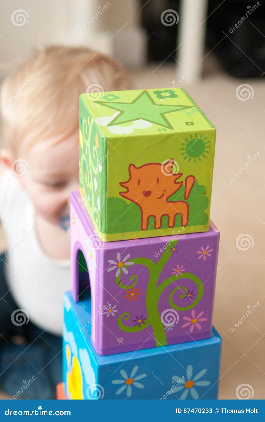 Baby playing with blocks stock image. Image of learning - 87470233