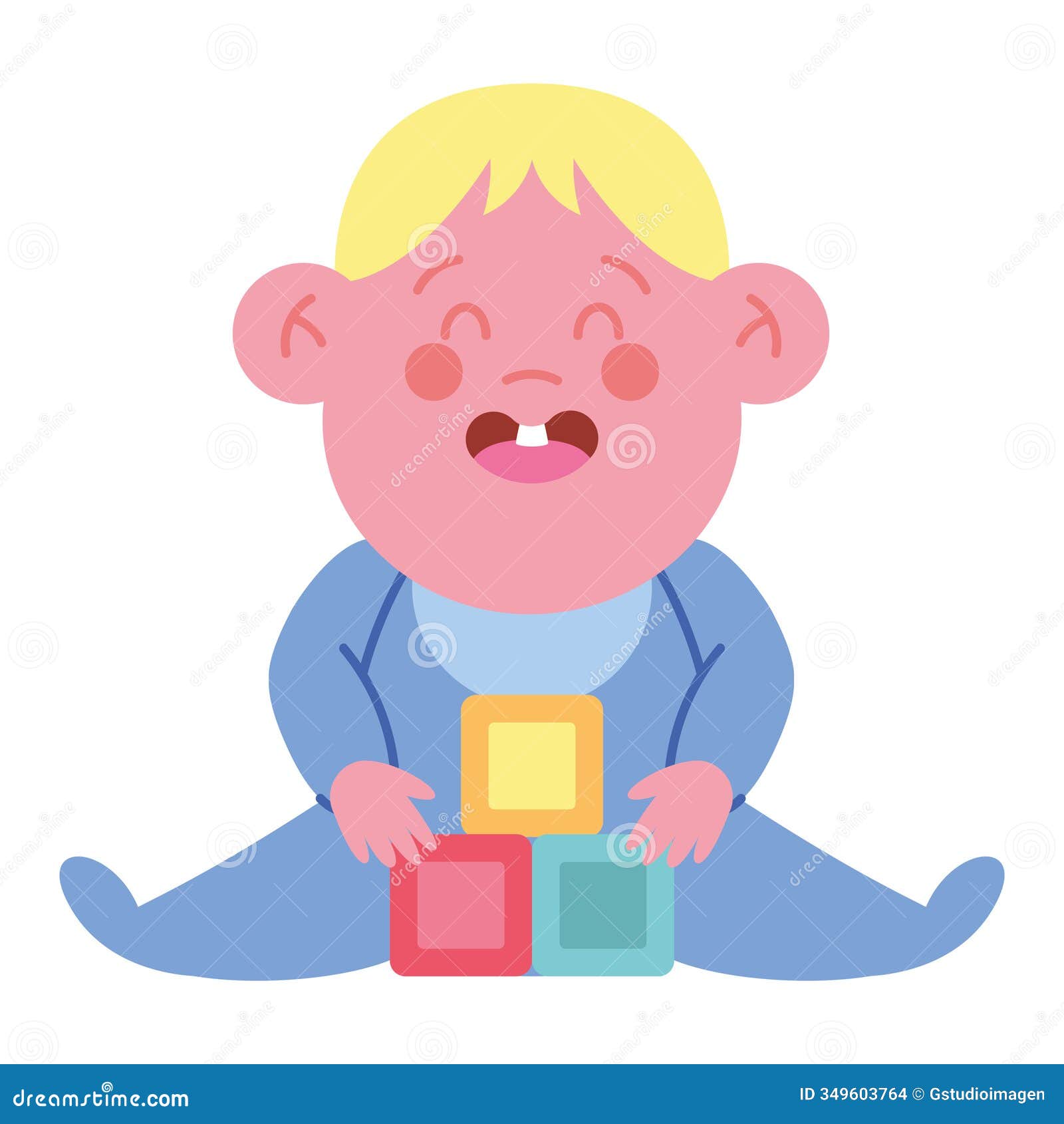Baby Playing with Blocks Toy Stock Vector - Illustration of kids, cute ...
