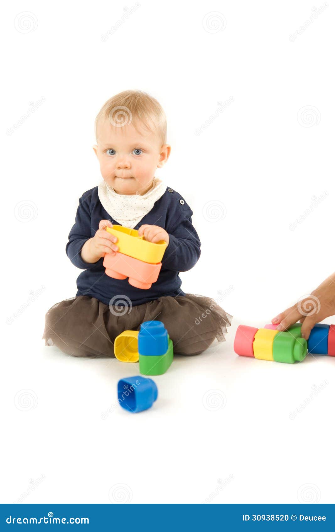Baby Playing with Blocks on White Background Stock Photo - Image of ...