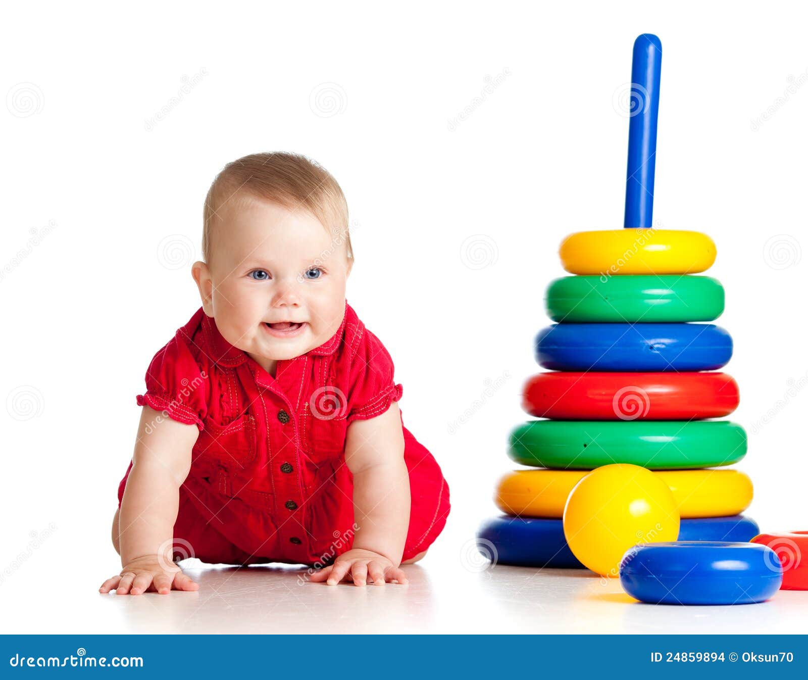 Baby Playing with Color Toy Stock Photo - Image of little, childhood ...