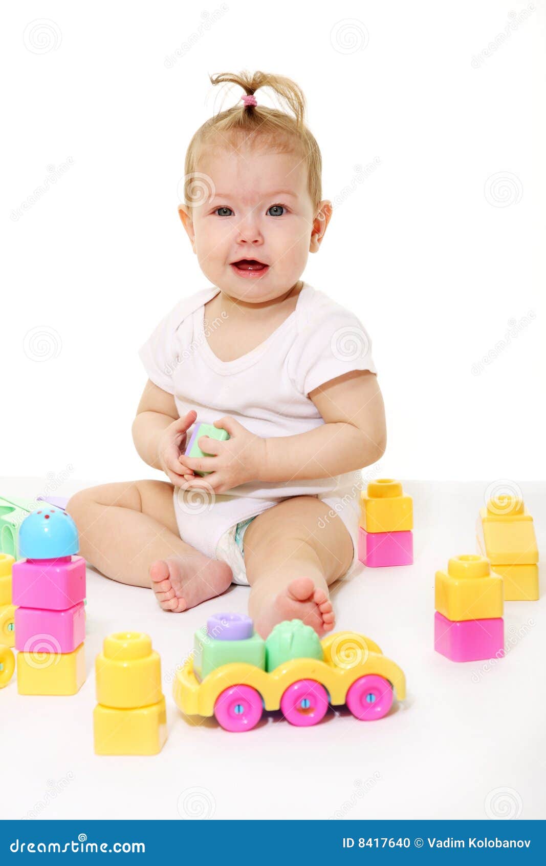 Baby Playing with Colored Blocks Stock Photo - Image of happy ...