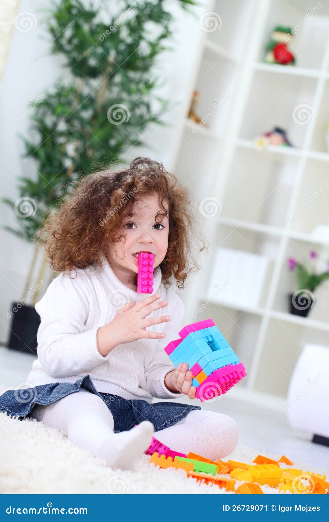 Baby Playing with Colorful Blocks Stock Image - Image of growth, floor ...