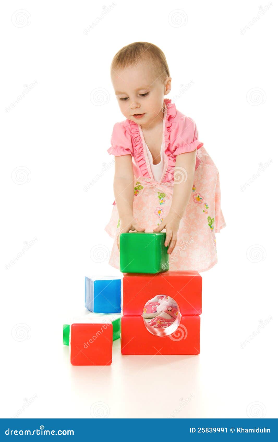 Baby Playing with Colourful Blocks Stock Image - Image of background ...