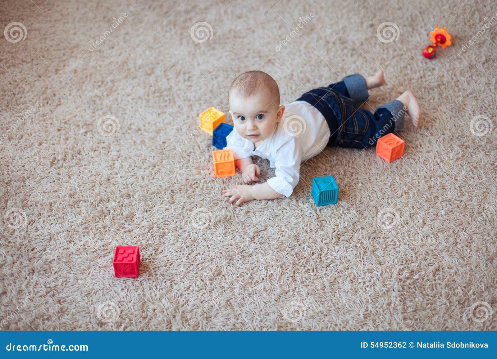 Baby playing with cubes stock photo. Image of activity - 54952362