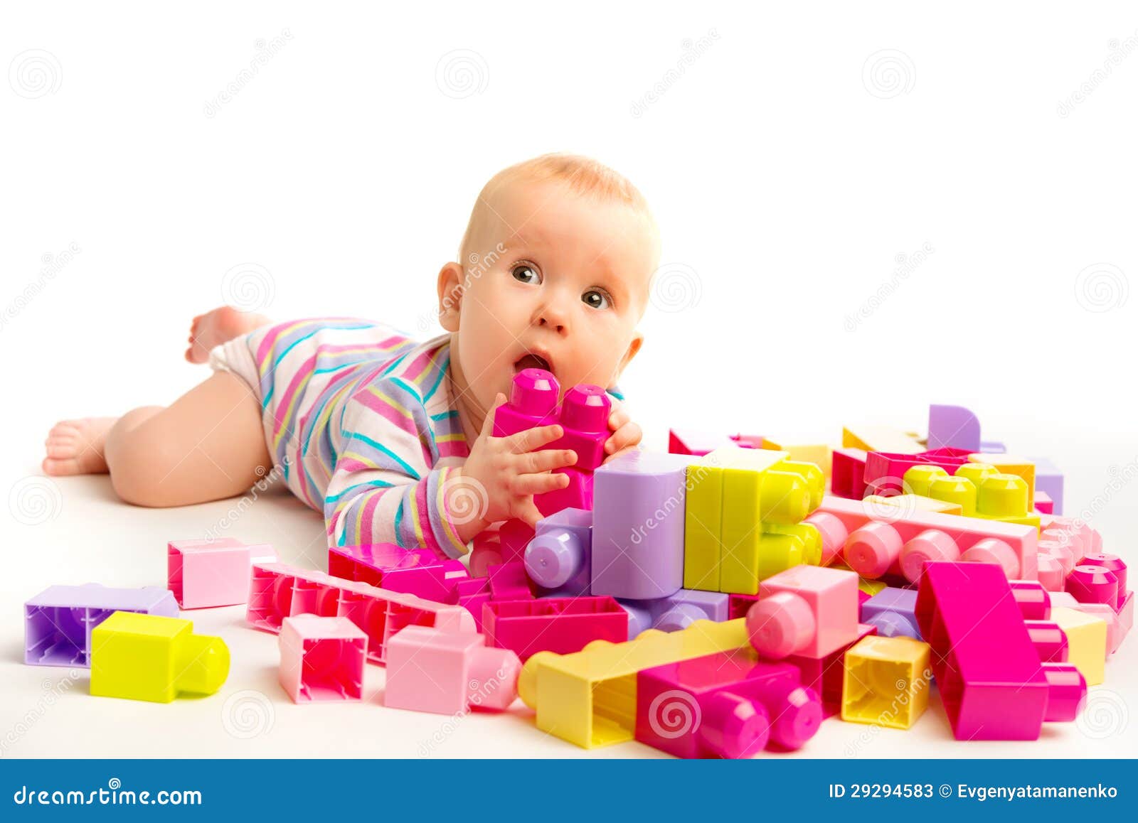 Cute Baby Playing With Blocks