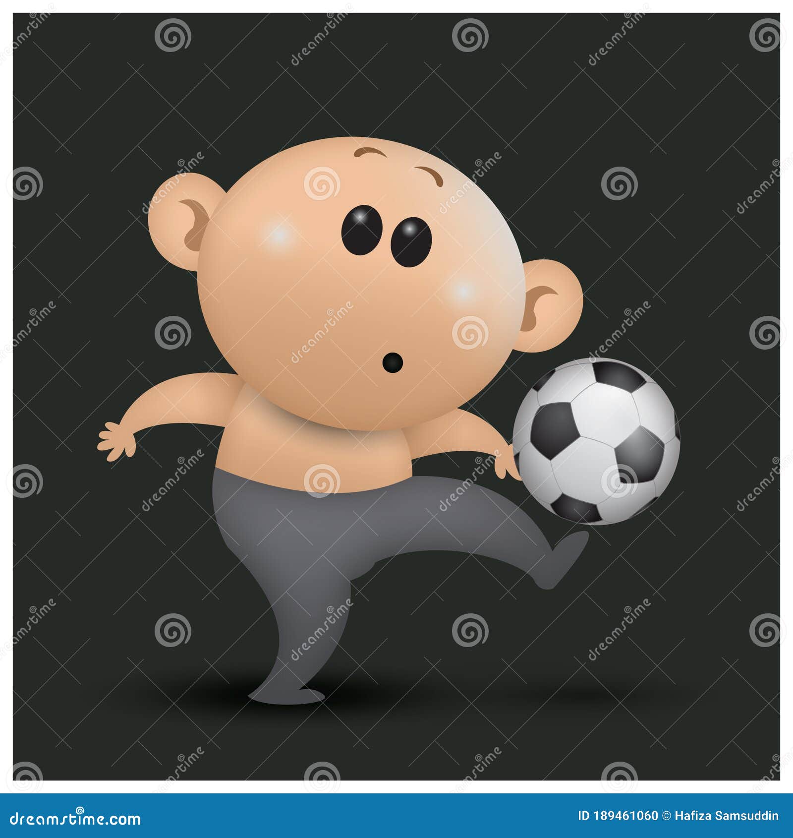 Baby Playing Football. Vector Illustration Decorative Design Stock ...