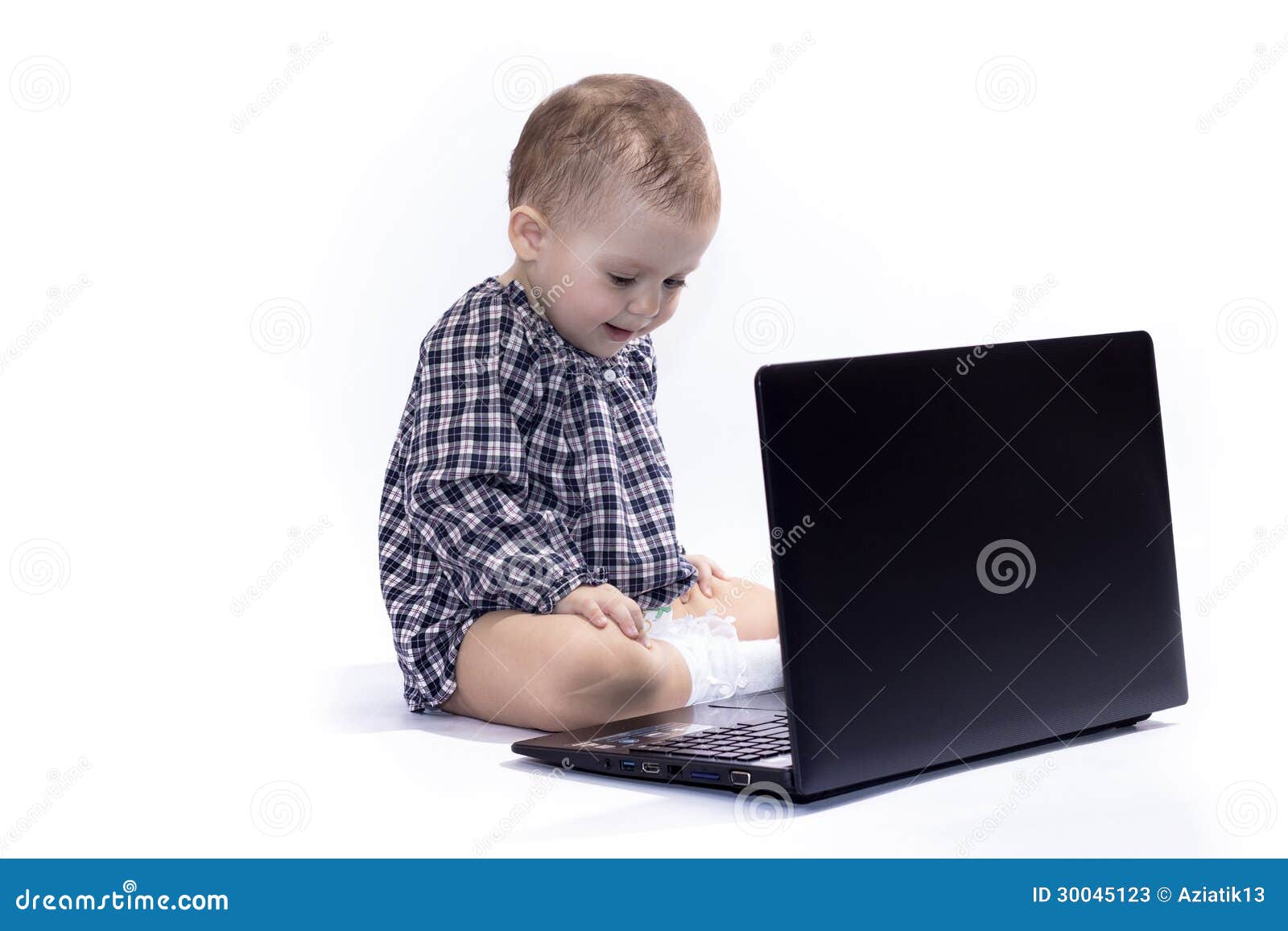 Child with laptop stock image. Image of elementary, child - 30045123