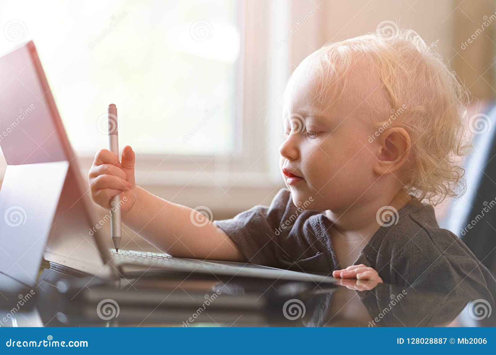 Baby Playing with Laptop Computer . Stock Image - Image of lifestyle ...