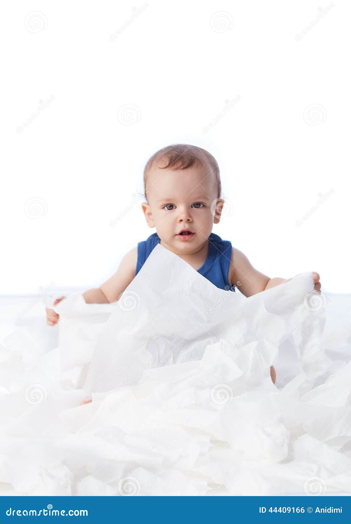Baby Playing with Lots Tissue Papers Stock Photo - Image of torn ...