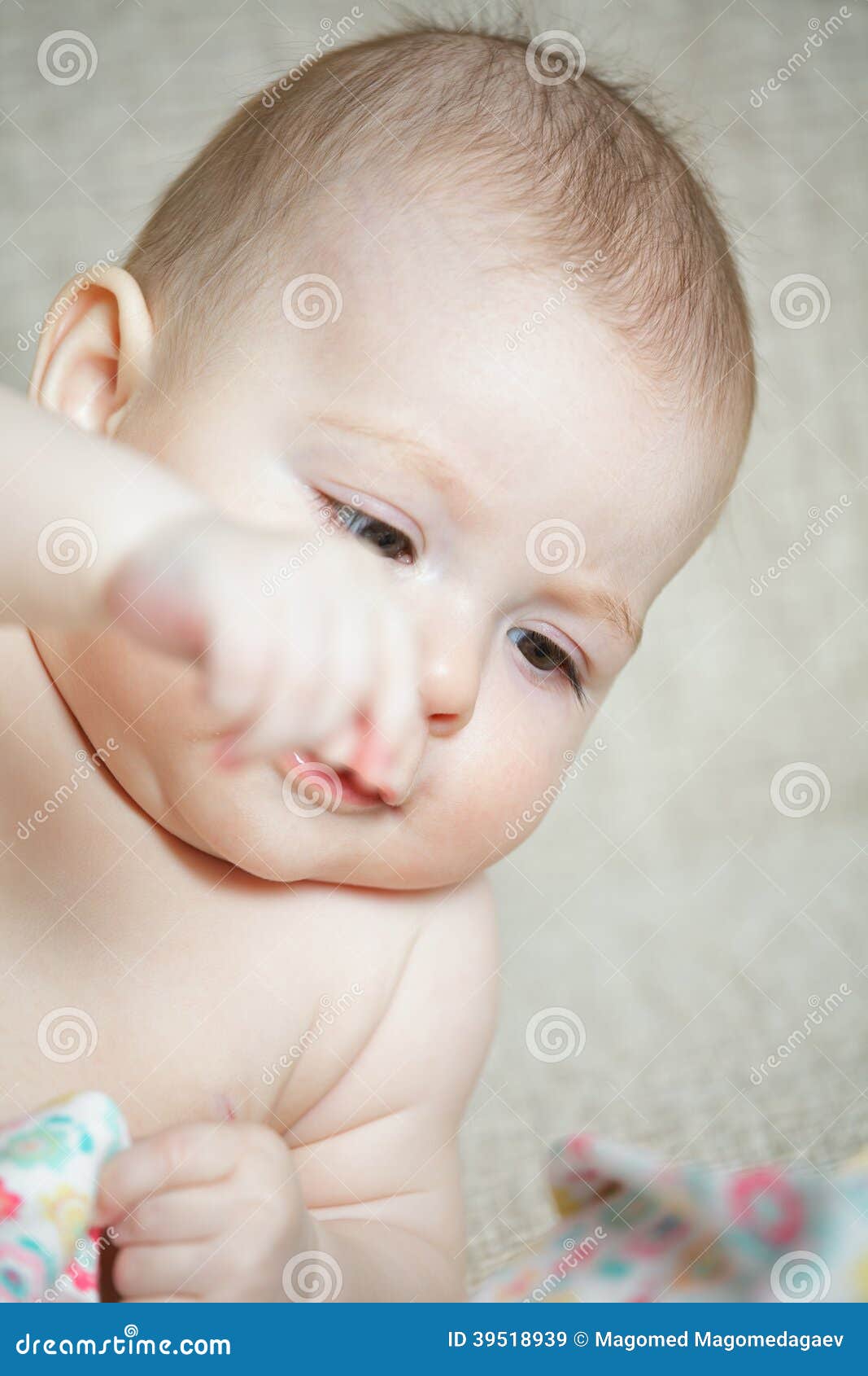 Baby playing with napkin stock image. Image of cute, offspring - 39518939