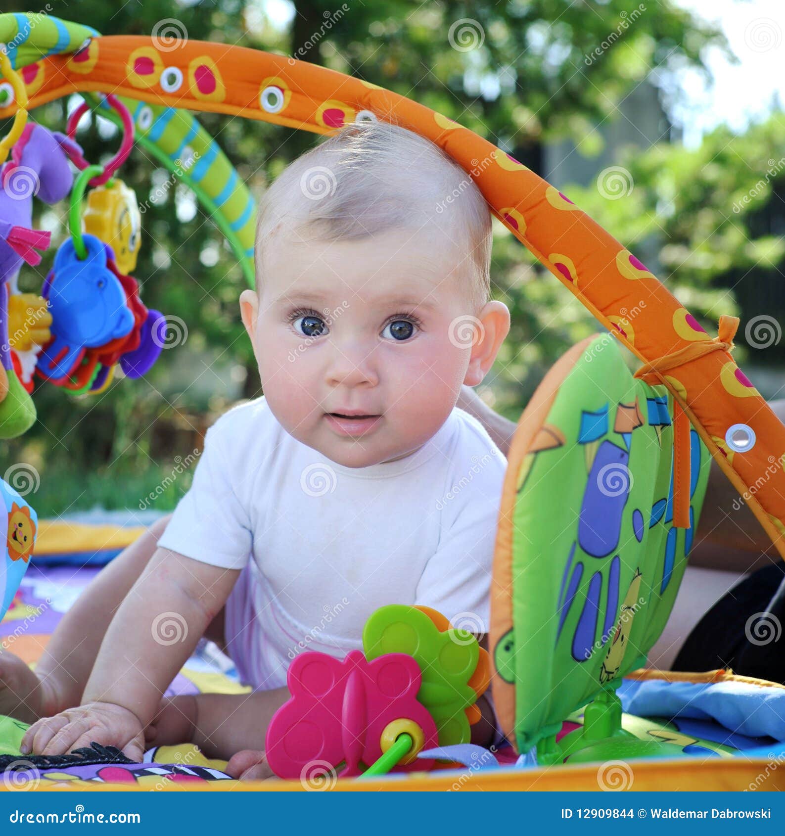 Baby playing outdoors stock photo. Image of garden, girl - 12909844