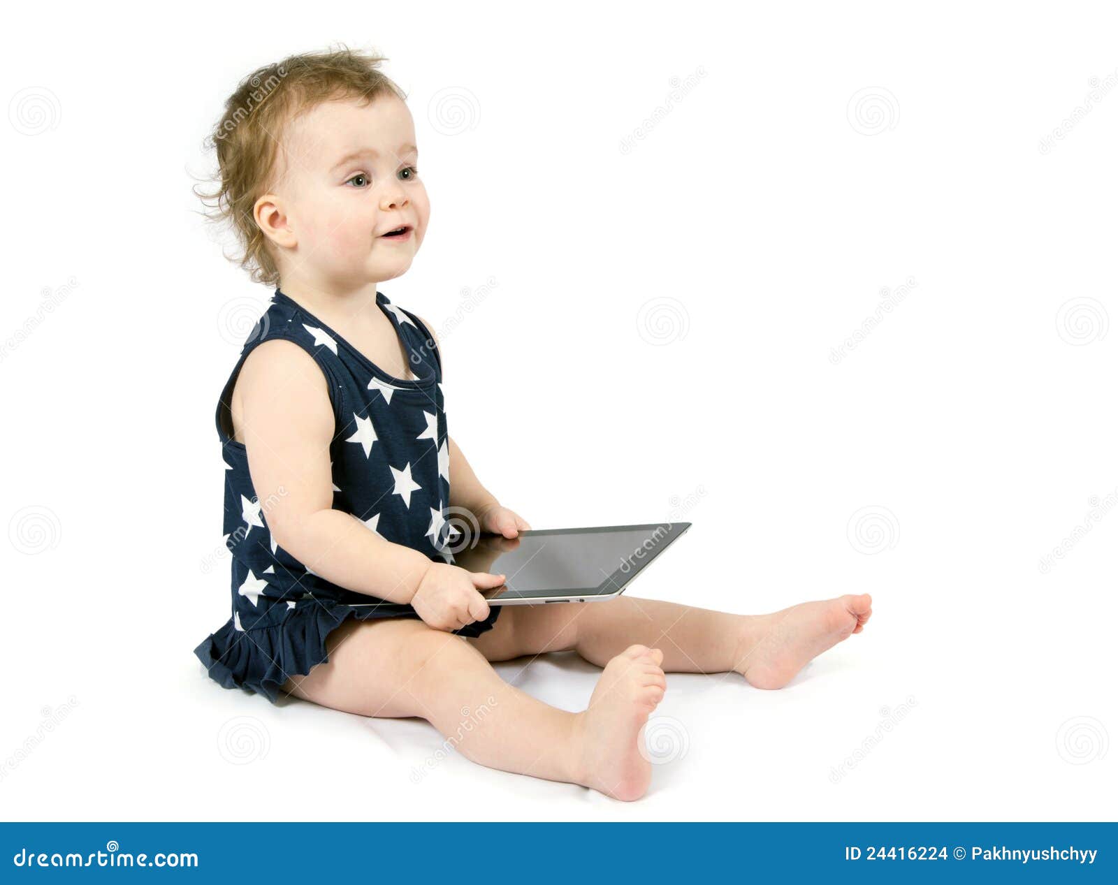 Baby playing with tablet stock photo. Image of playful - 24416224