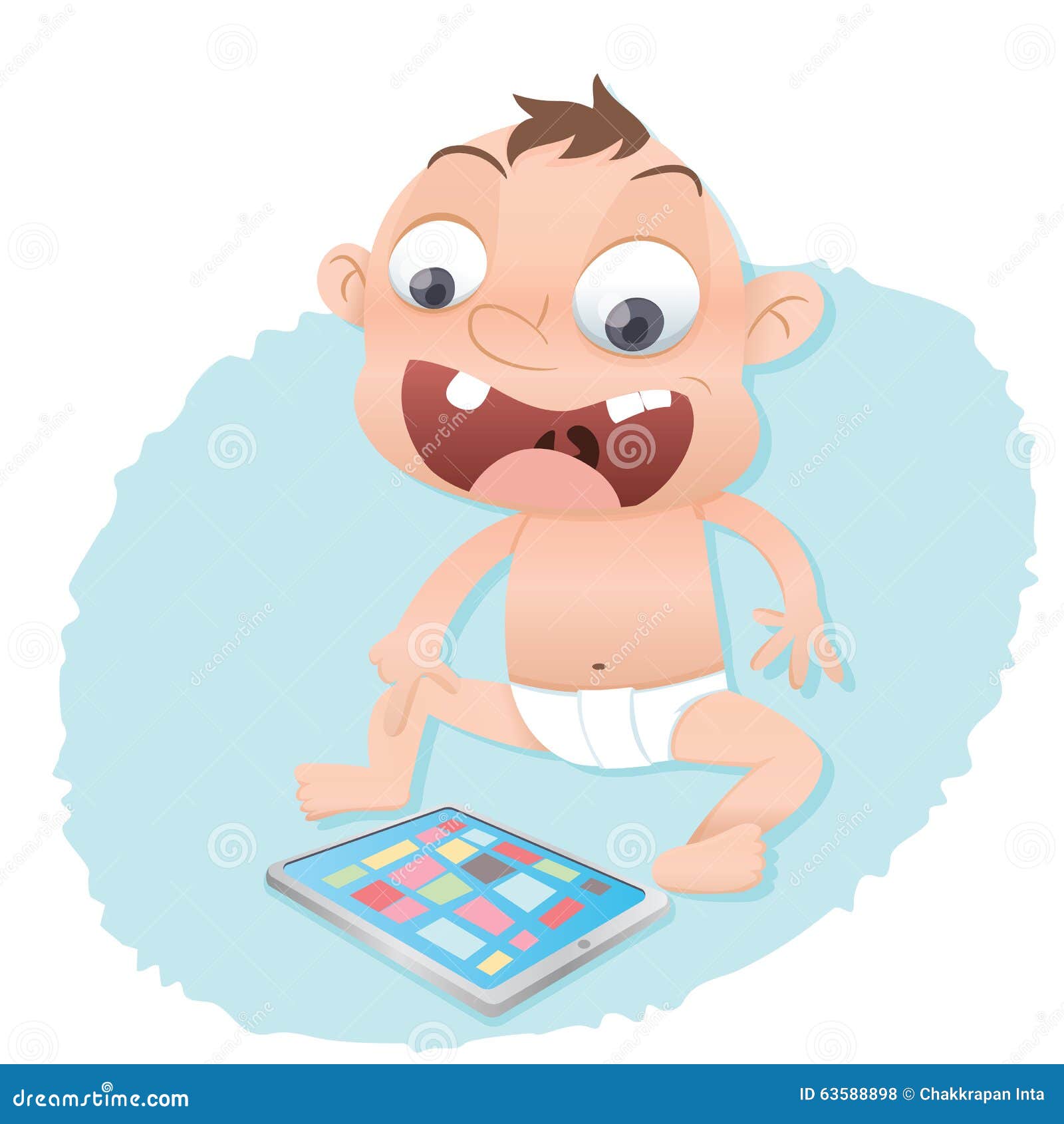 Baby Playing with a Tablet Computer Stock Vector - Illustration of baby ...