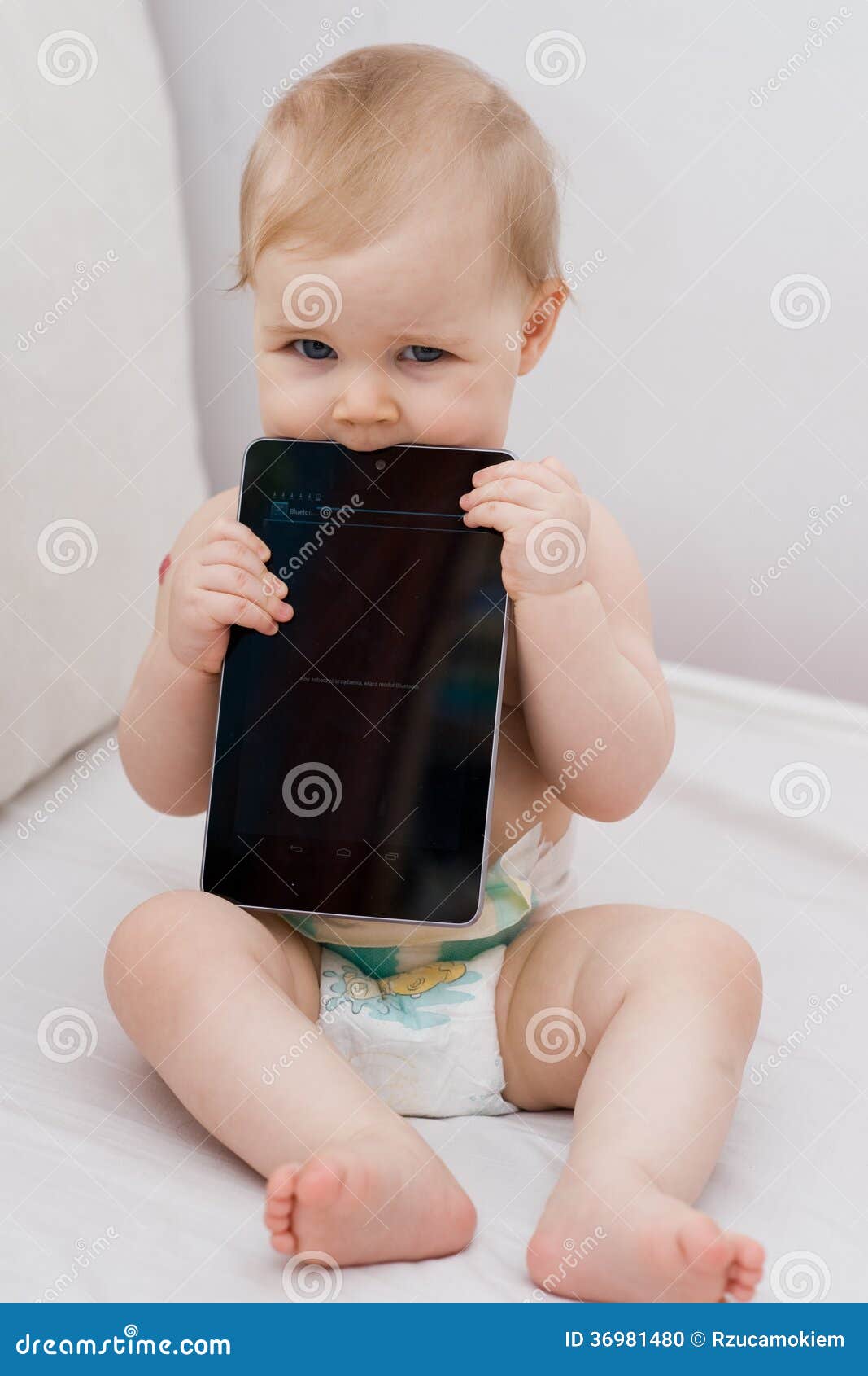 Baby playing with tablet stock photo. Image of tablet - 36981480