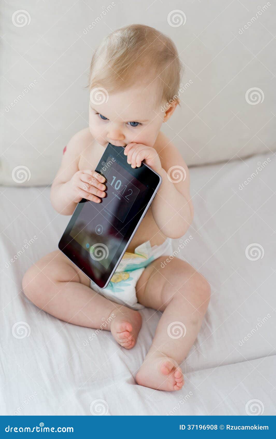 Baby playing with tablet stock photo. Image of nice, baby - 37196908