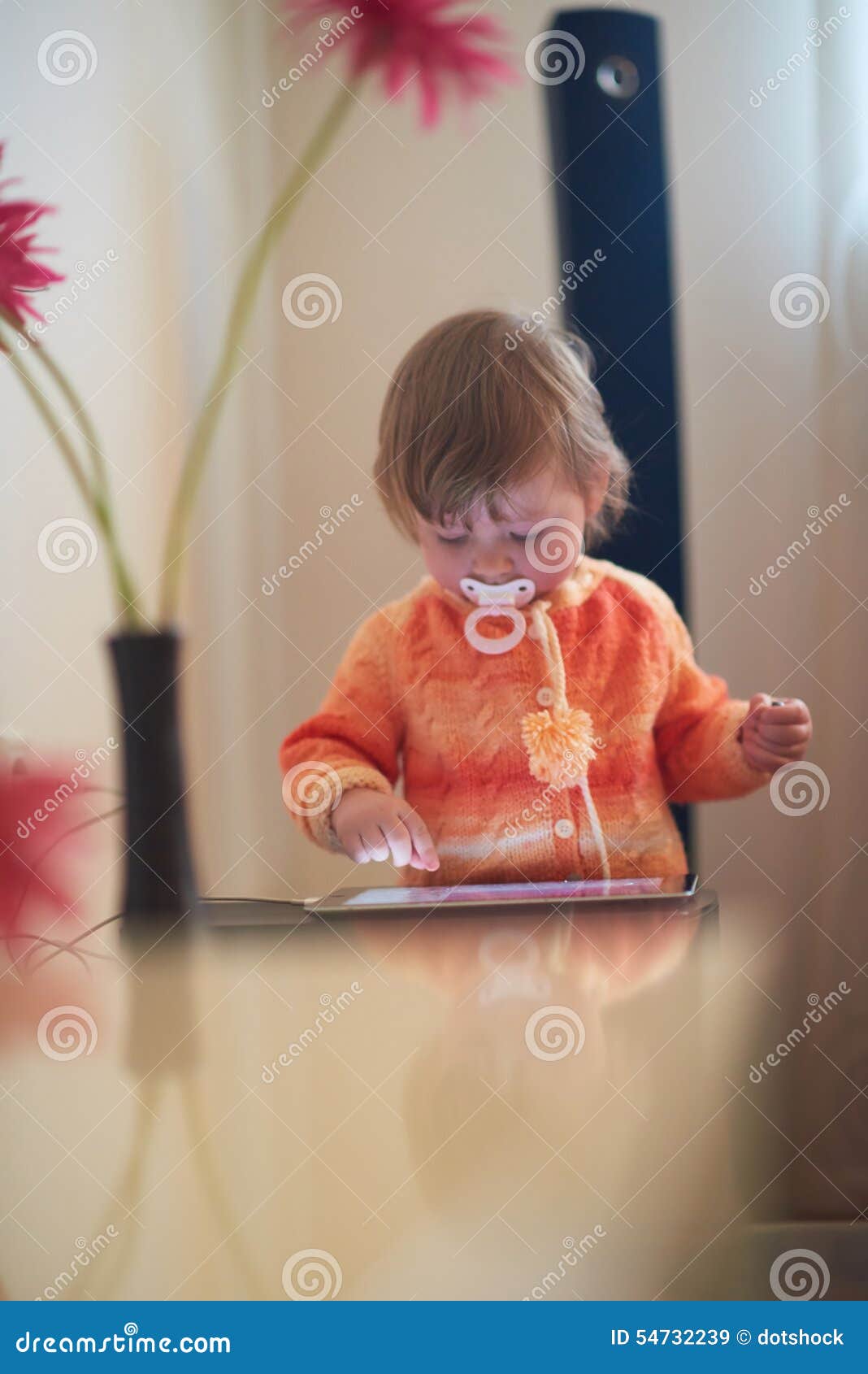Baby Playing with Tablet at Home Stock Image - Image of person, laptop ...