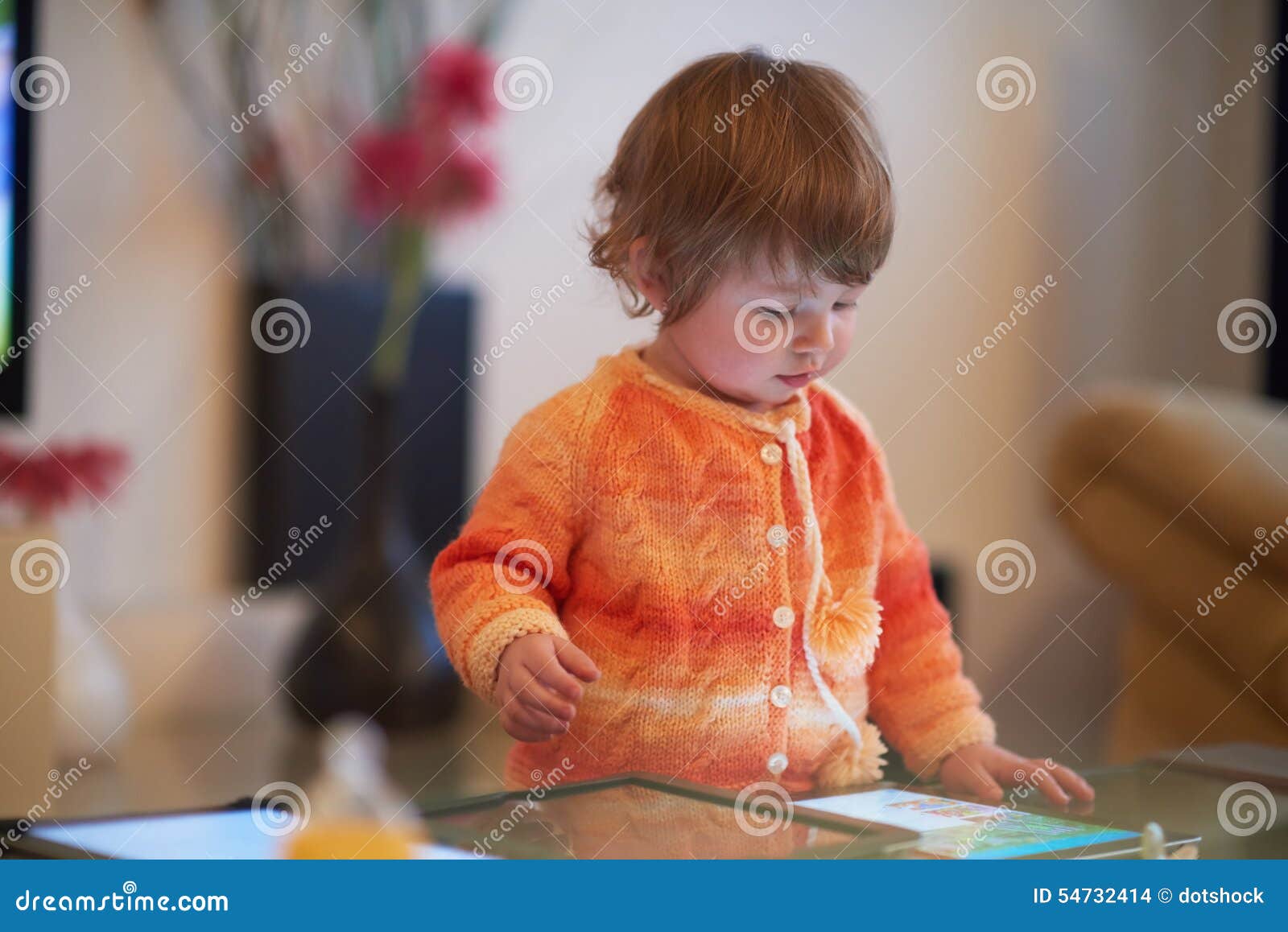 Baby Playing with Tablet at Home Stock Photo - Image of baby, home ...