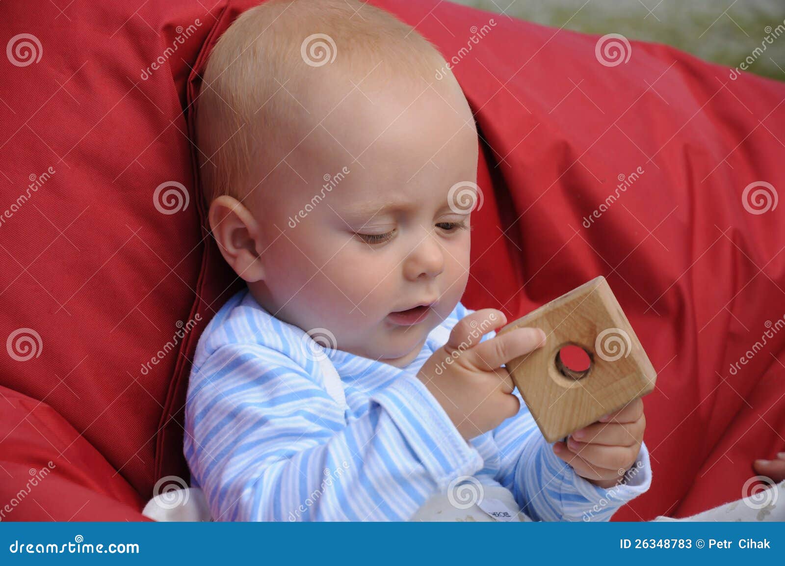 Baby Playing with Wooden Cube Stock Image - Image of baby, caucasian ...