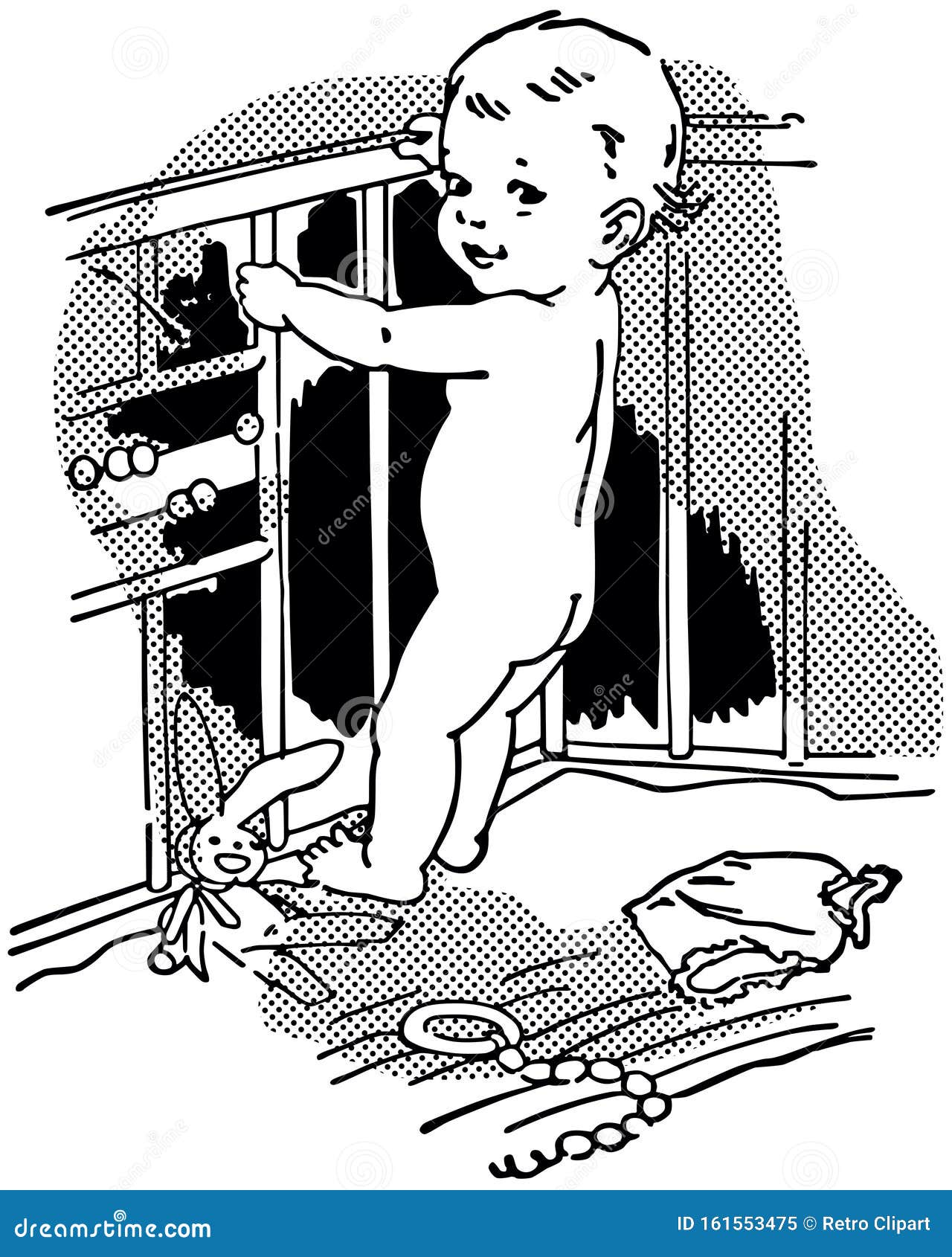 Baby in Playpen stock illustration. Illustration of baby - 161553475