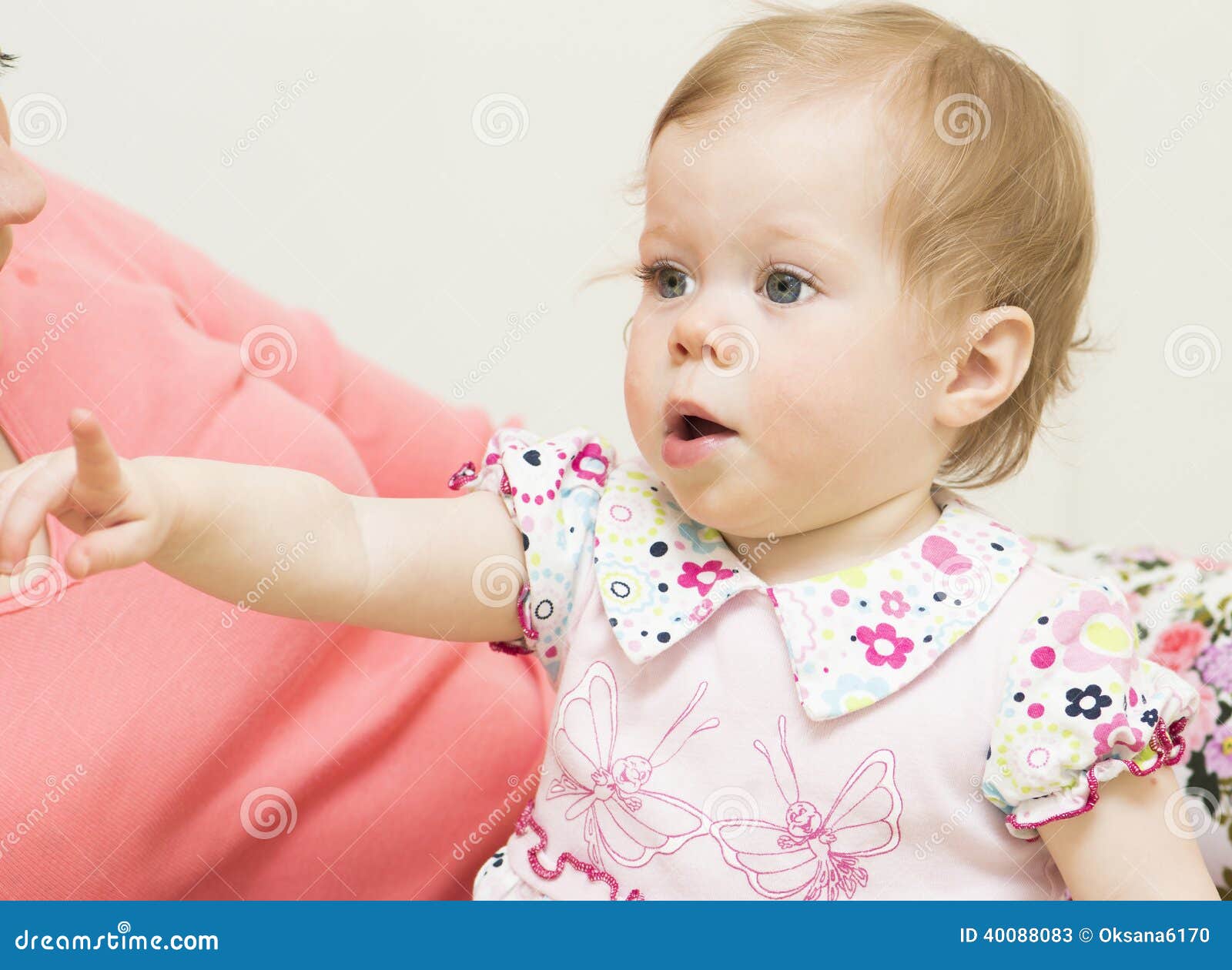 Baby is pointing a finger. stock image. Image of baby - 40088083