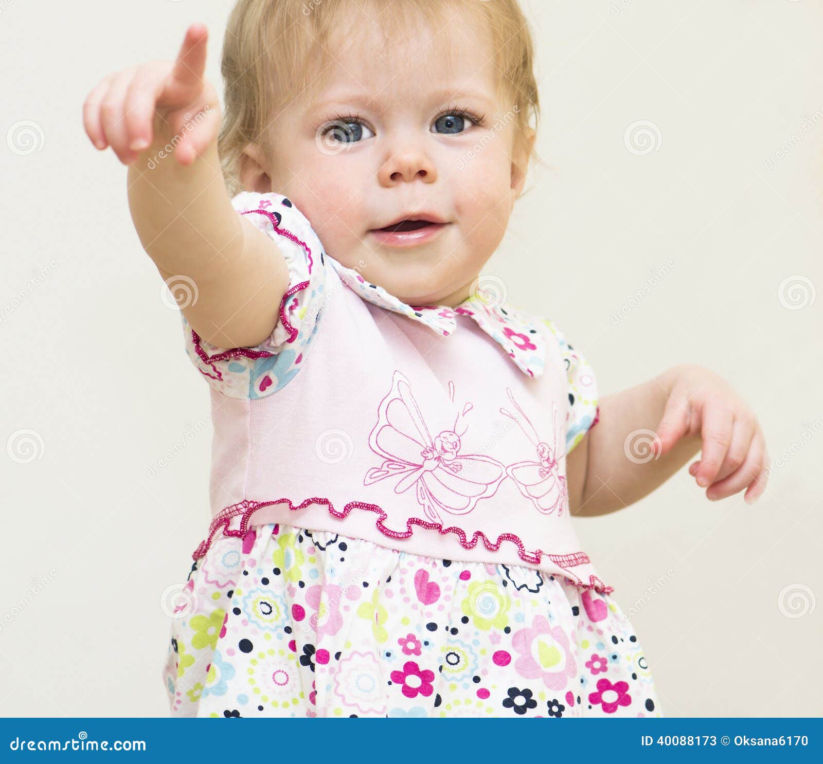 Baby is pointing a finger. stock image. Image of look - 40088173