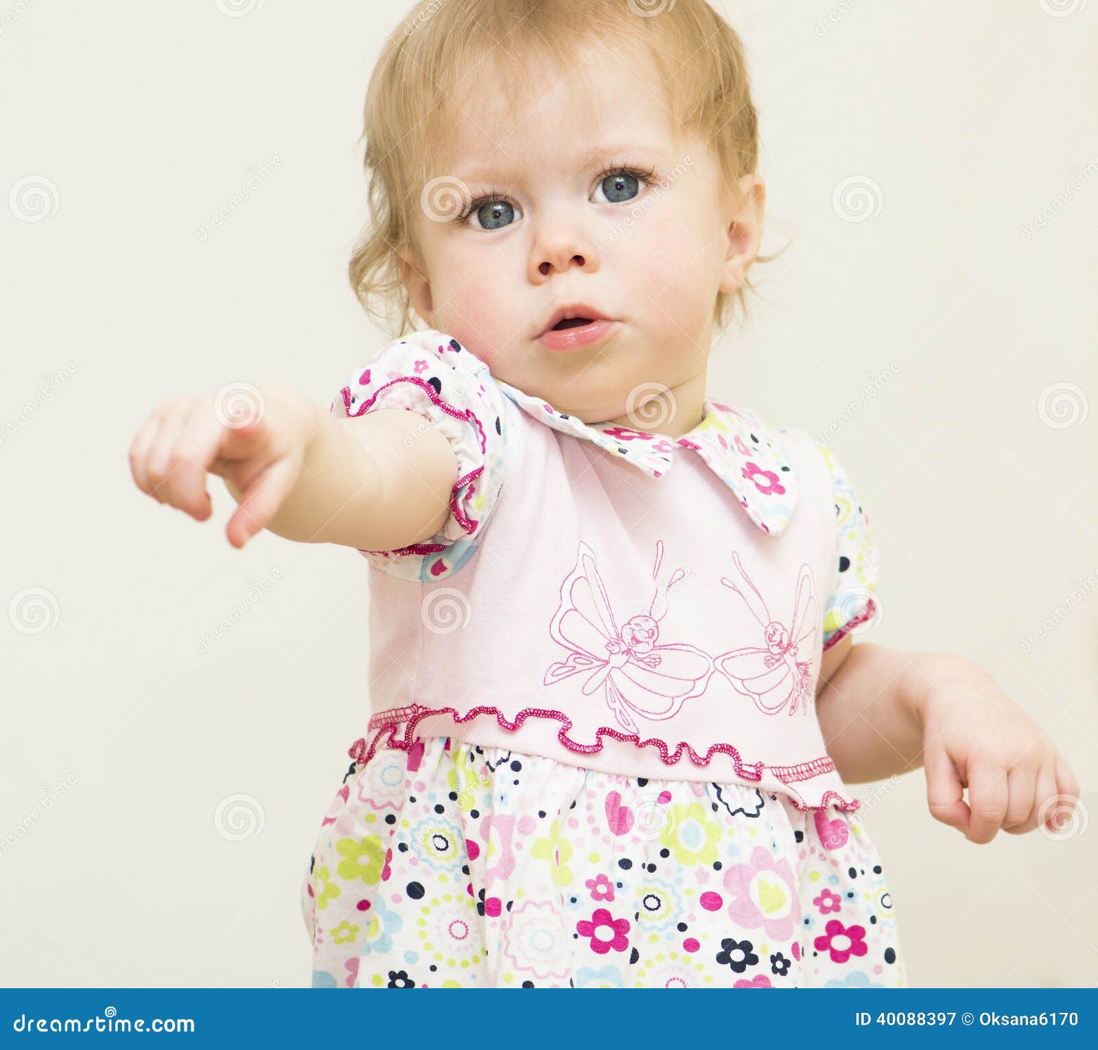 Baby is pointing a finger. stock image. Image of point - 40088397