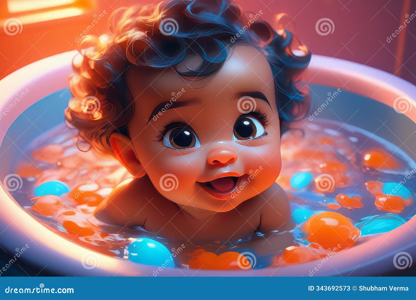 Baby in the Pool Boy Bath with Stock Image - Image of smile, infant ...