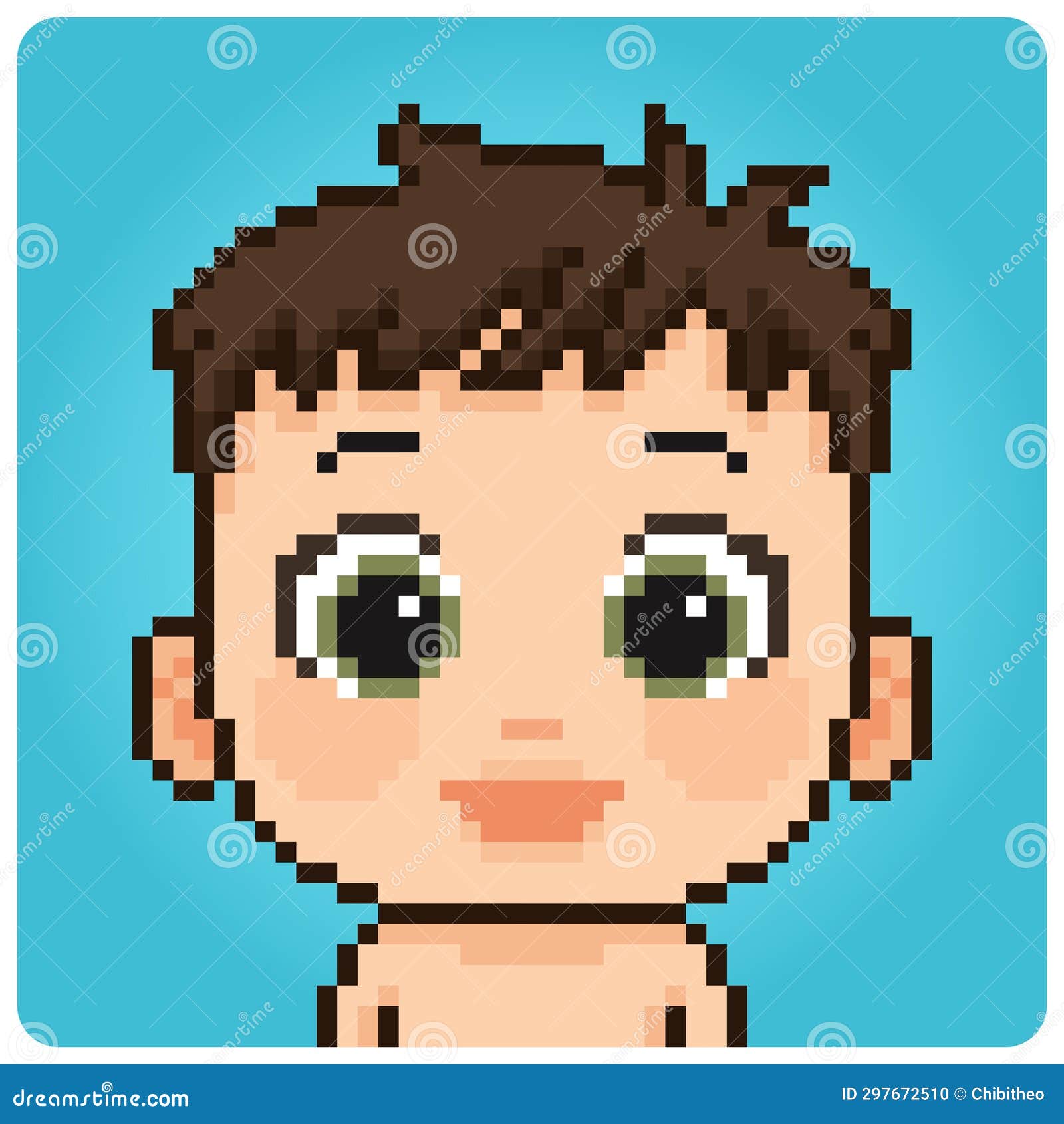 Baby Portrait in 8 Bit Pixel Art. Human for Game Assets in Vector Stock ...