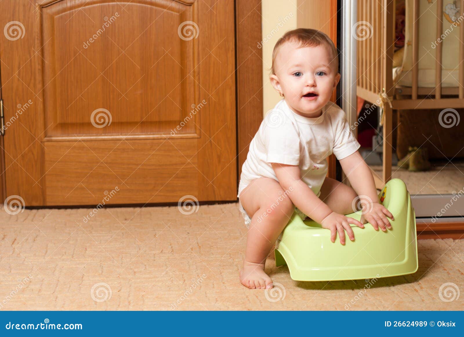 Baby on the pot stock image. Image of beautiful, closet - 26624989