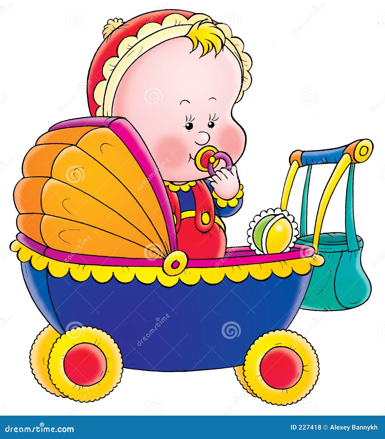 Baby in pram stock illustration. Illustration of infant - 227418