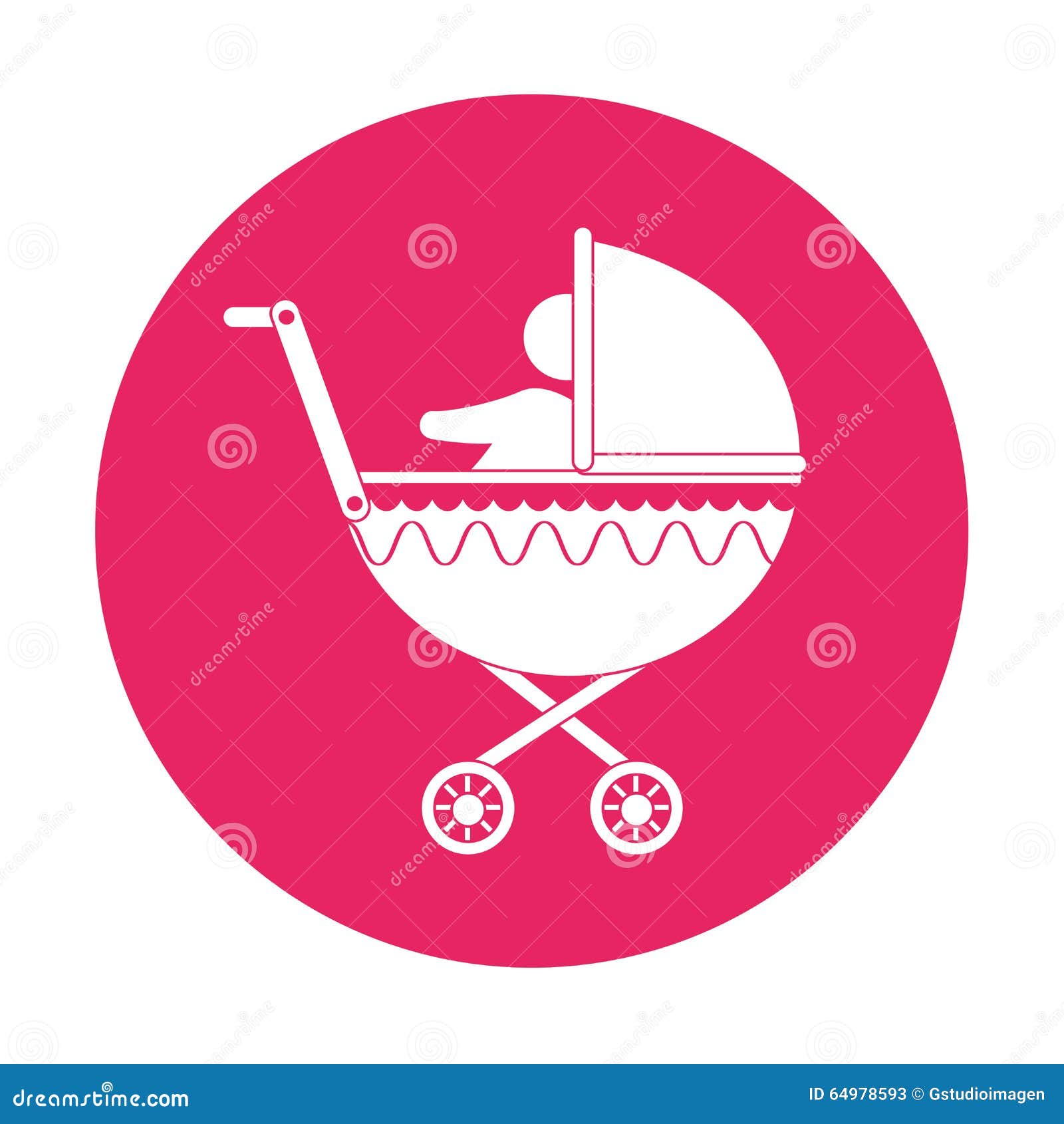 Baby in pram stock illustration. Illustration of little - 64978593