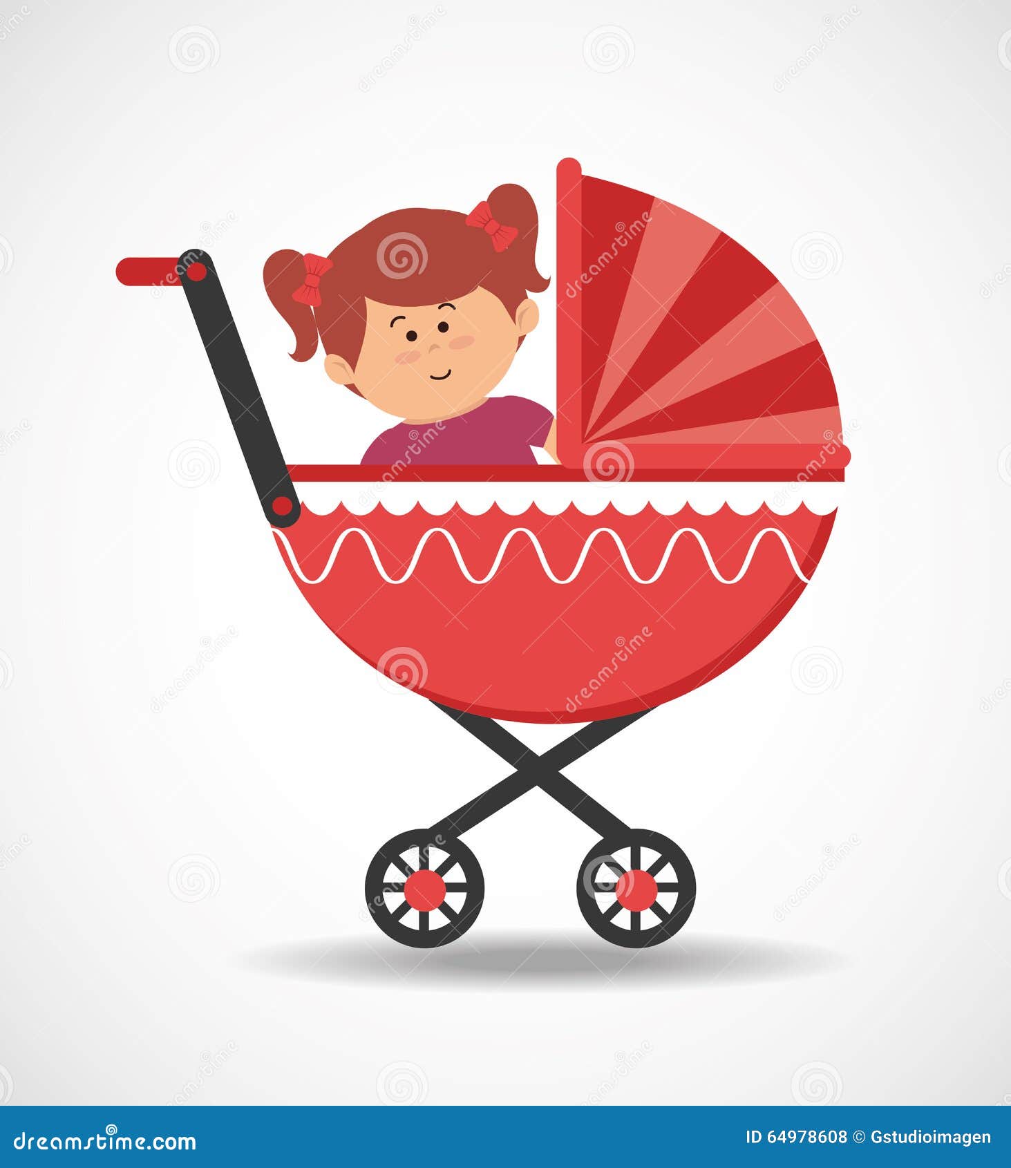 Baby in pram stock illustration. Illustration of transportation - 64978608