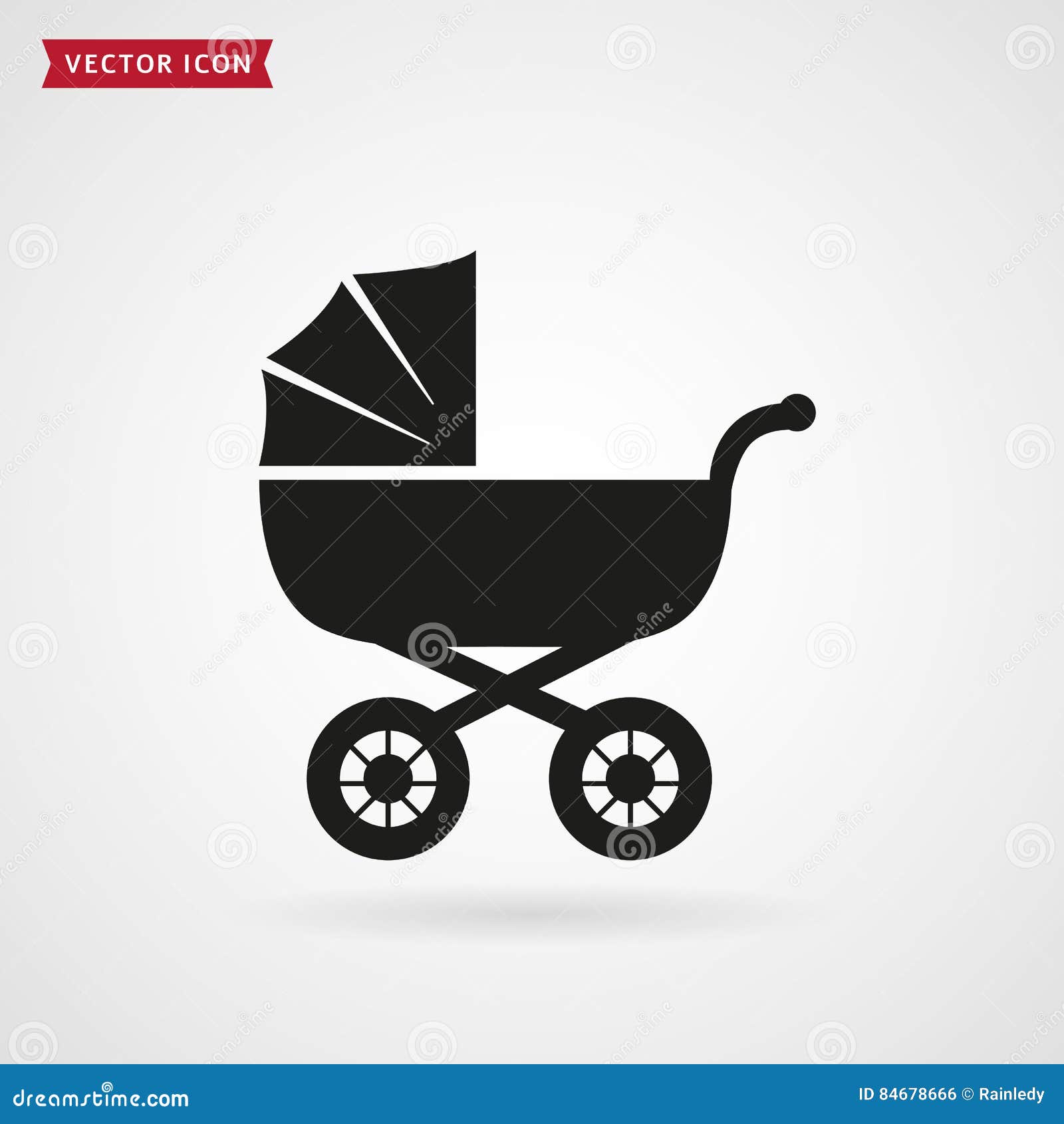 Baby pram icon. stock vector. Illustration of white, baby - 84678666