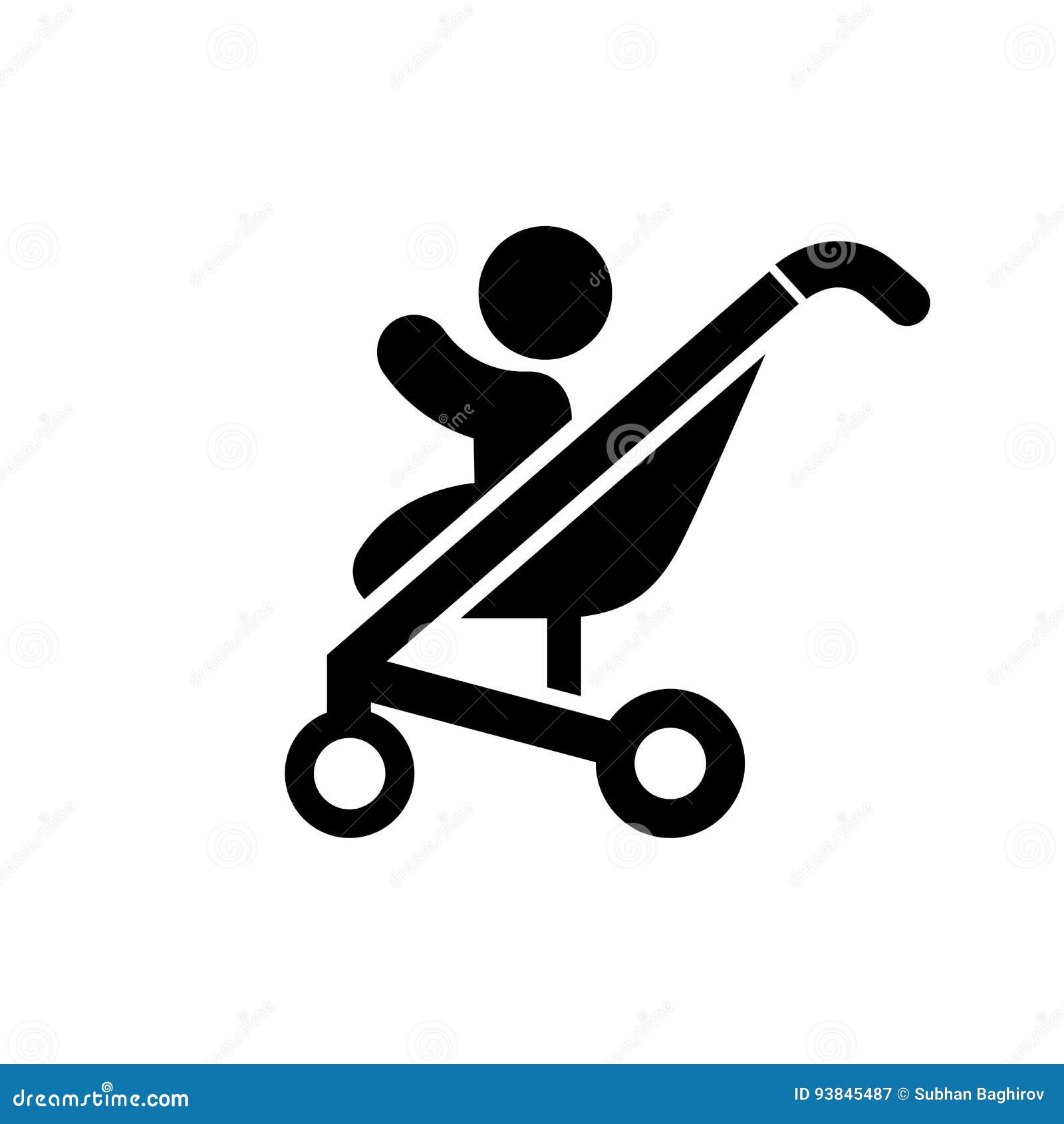 Baby Pram Icon Simple Flat Style Vector Illustration Stock Vector ...