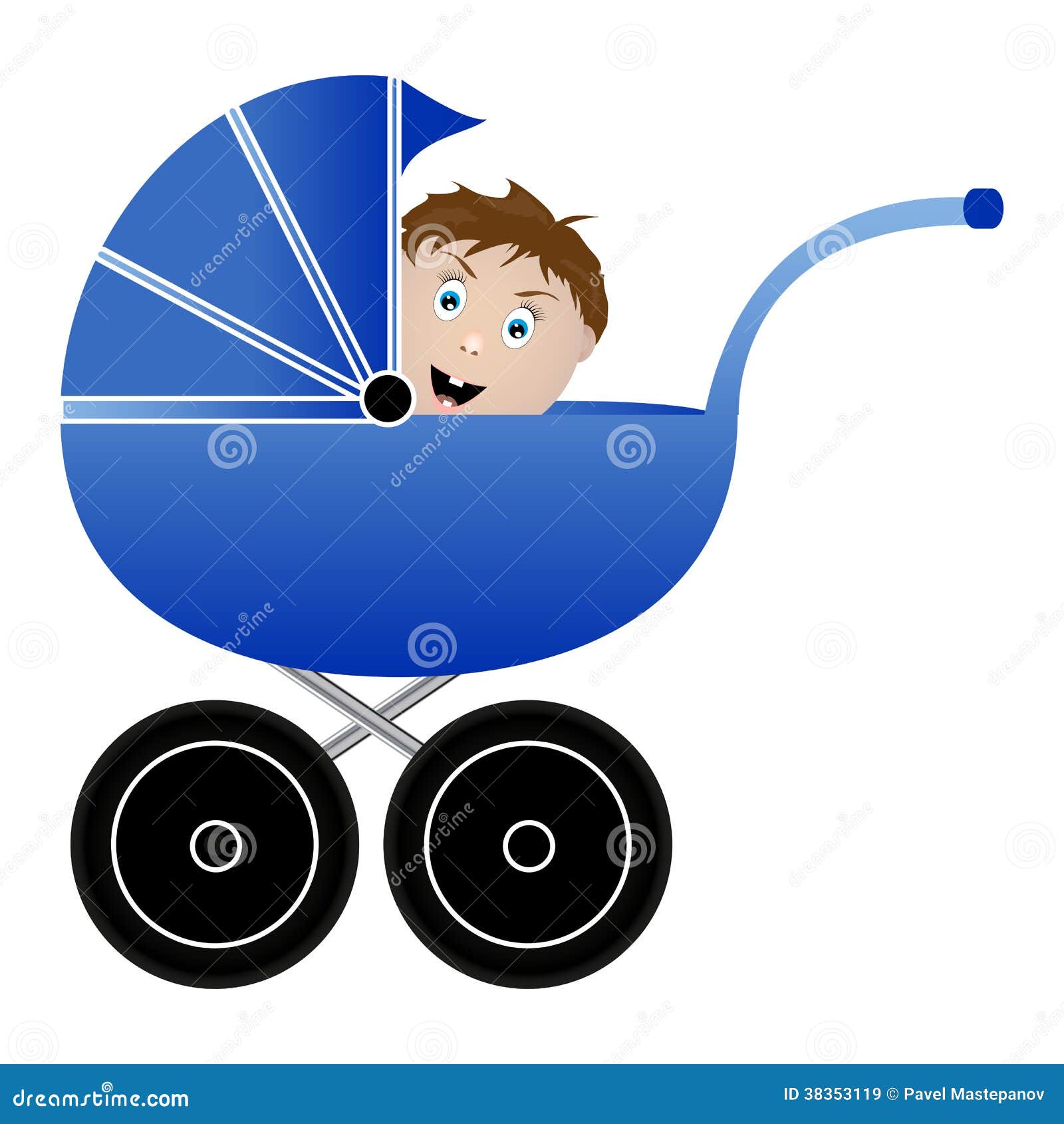 Baby in a pram stock vector. Illustration of graphic - 38353119