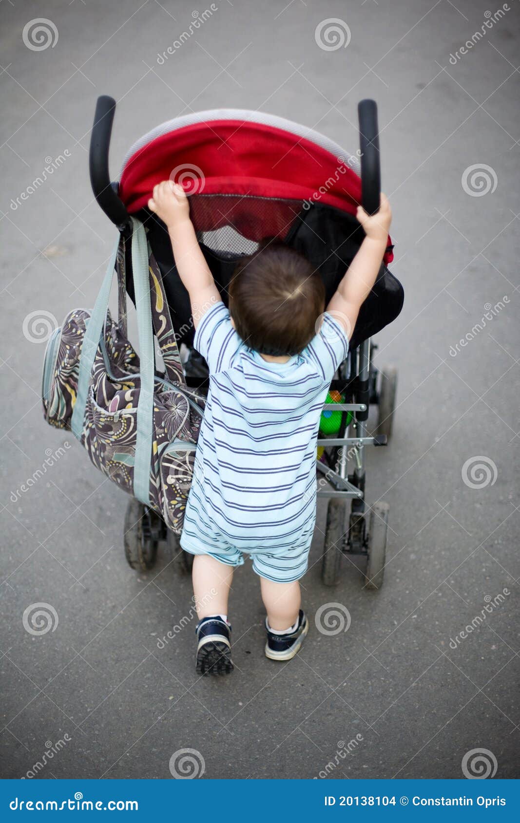 Baby Boy Pushing Cart Full Of Wooden Blocks Royalty-Free Stock Image ...