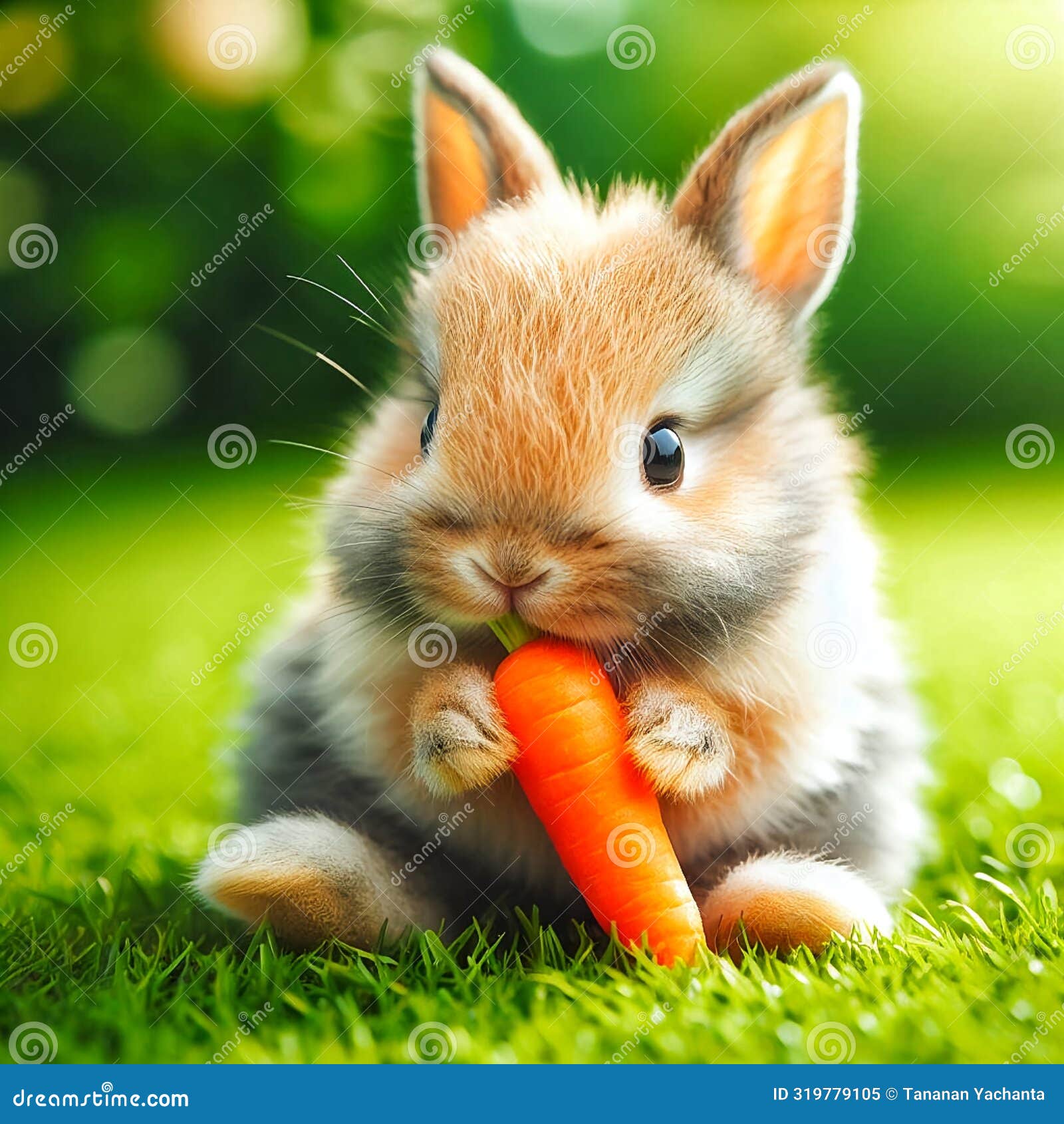Baby rabbit eating carrots stock image. Image of animal - 319779105