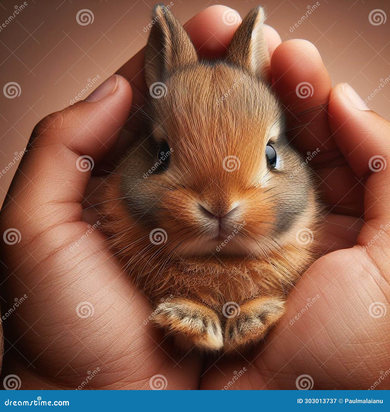A Baby Rabbit Held in the Hand by People. Nature Protection Concept ...