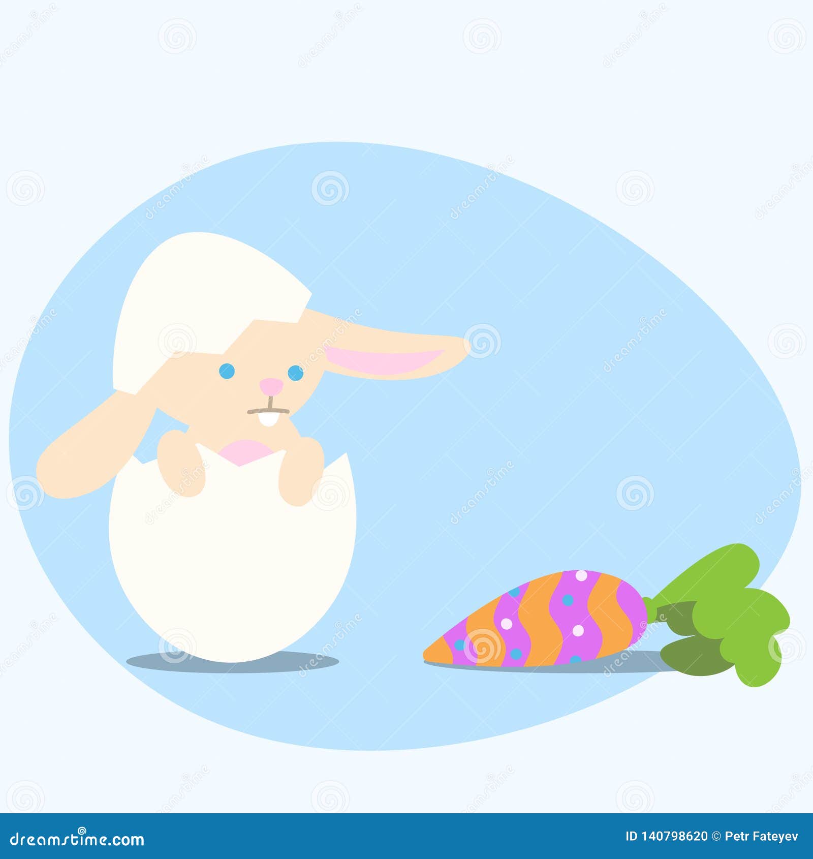 Baby Rabbit Looking at Decorated Carrot Stock Vector - Illustration of ...