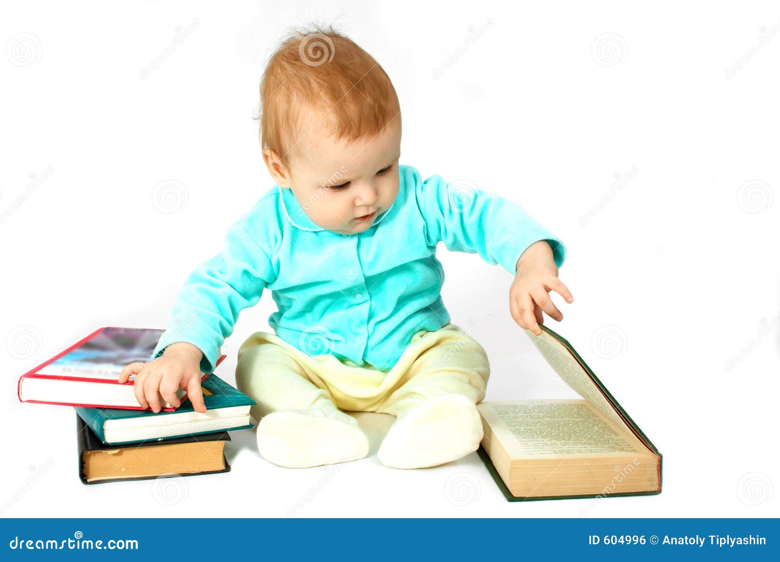 Baby read the book stock photo. Image of portraiture, infant - 604996