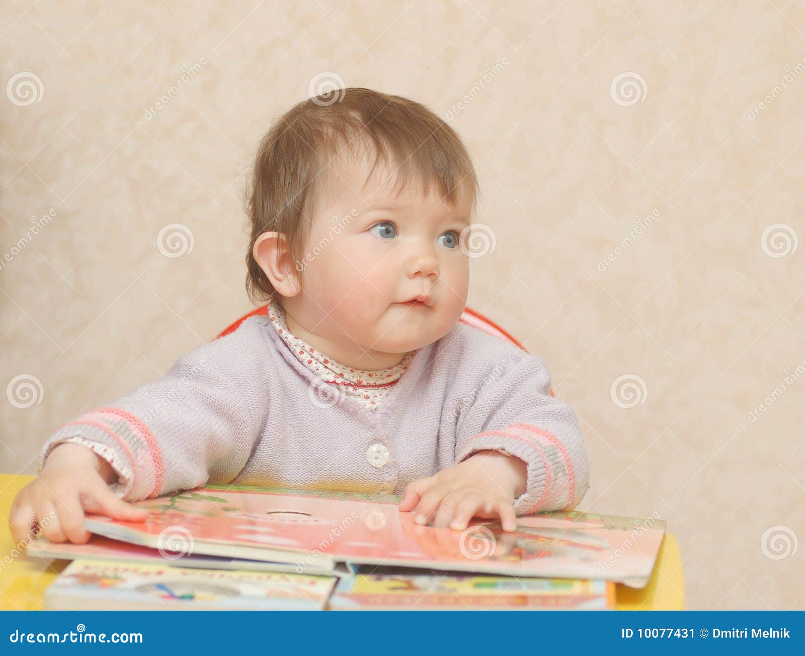 Baby, reading the book stock image. Image of funny, skin - 10077431