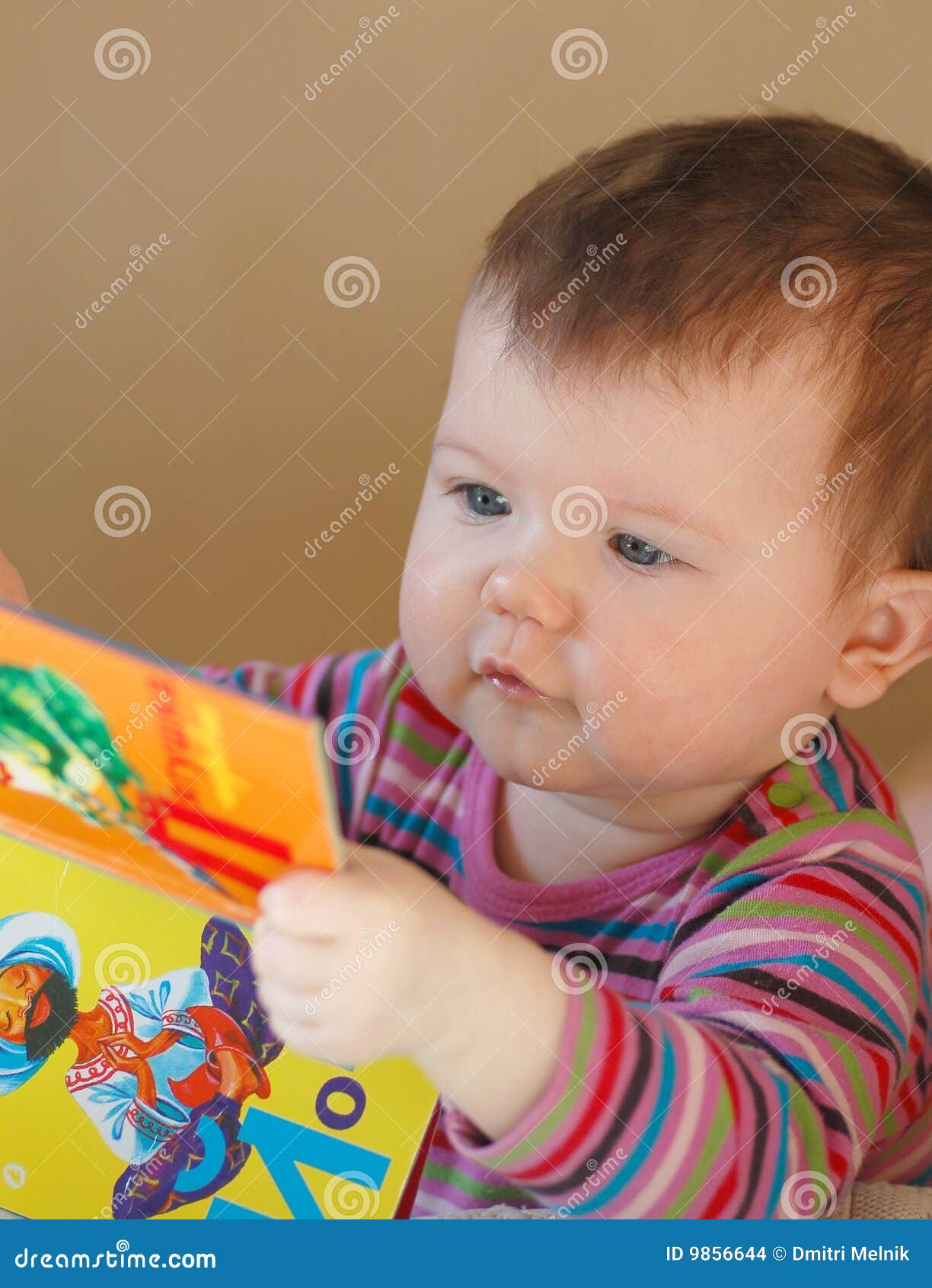 Baby , reading the book stock photo. Image of childhood - 9856644