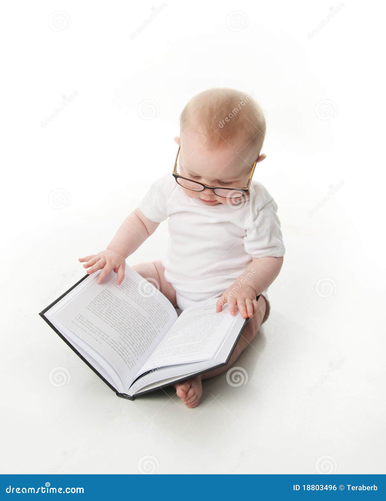 Baby reading with glasses stock photo. Image of grown - 18803496