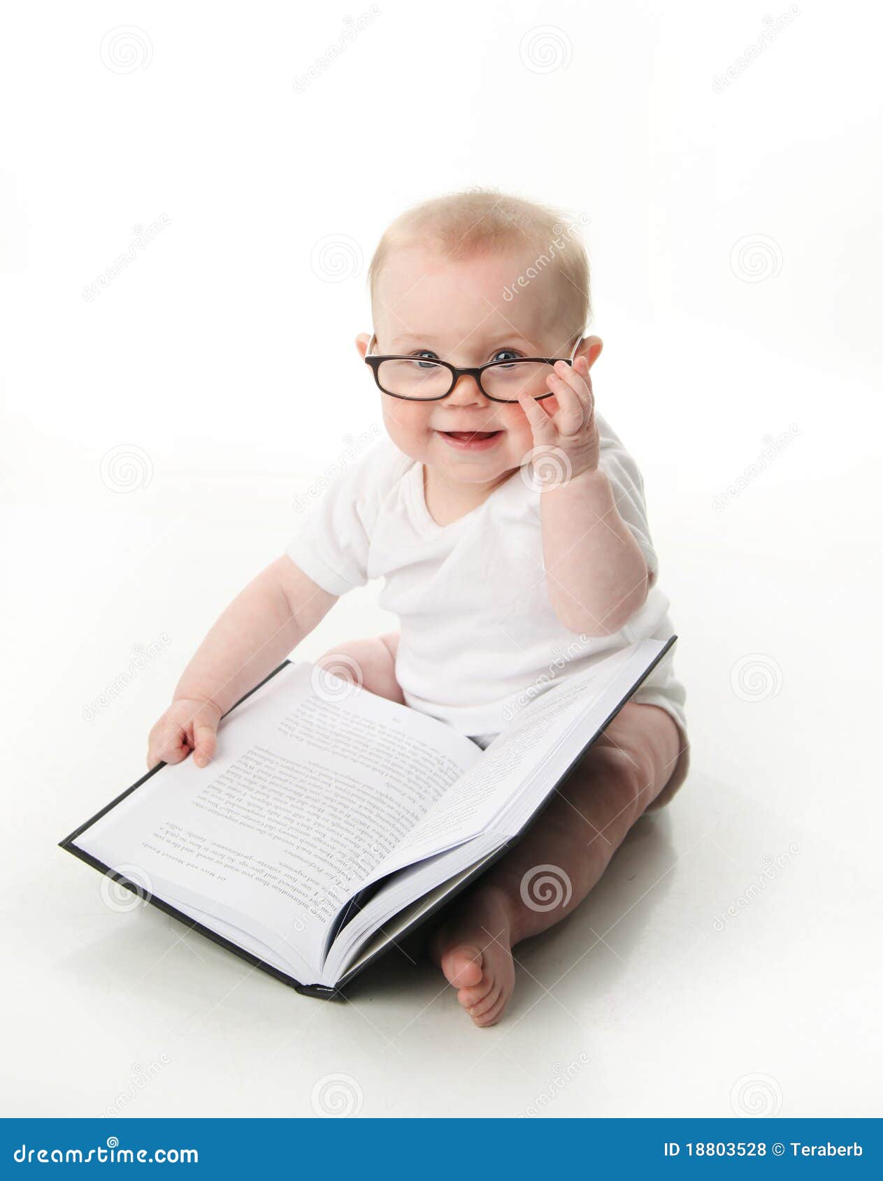 Baby Reading Wearing Glasses Stock Photo - Image of infant, baby: 18803528