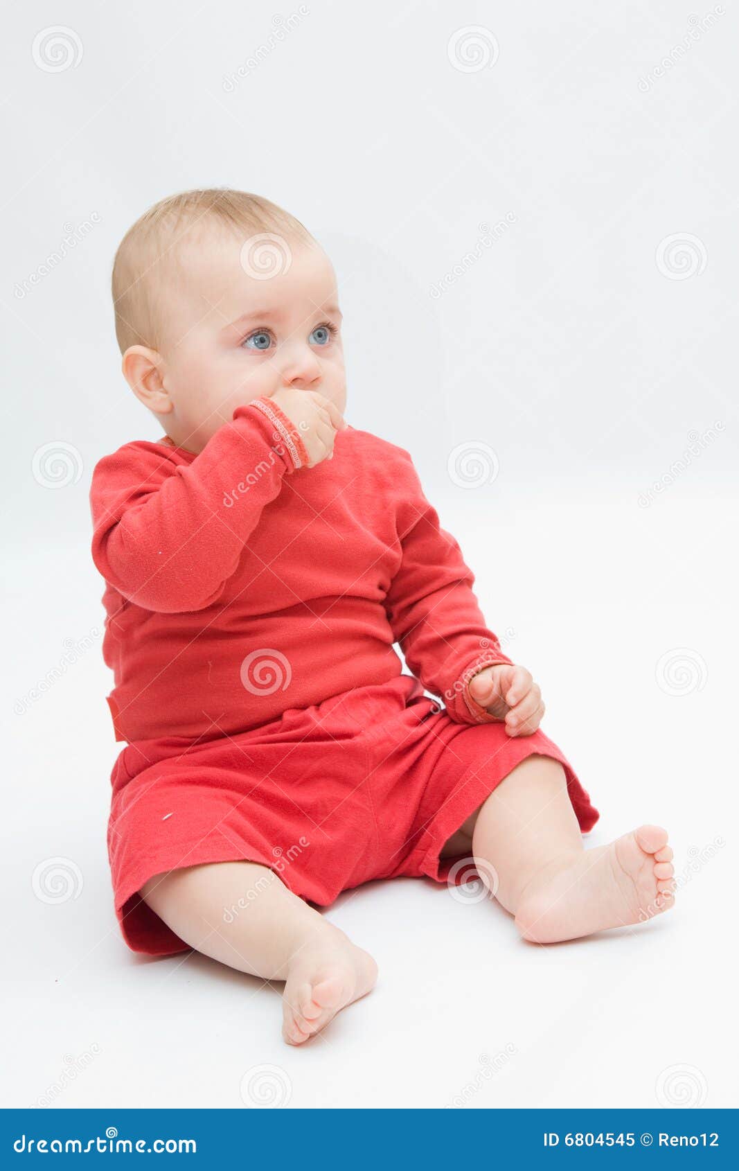 Baby in red stock image. Image of thumb, sweet, baby, child - 6804545