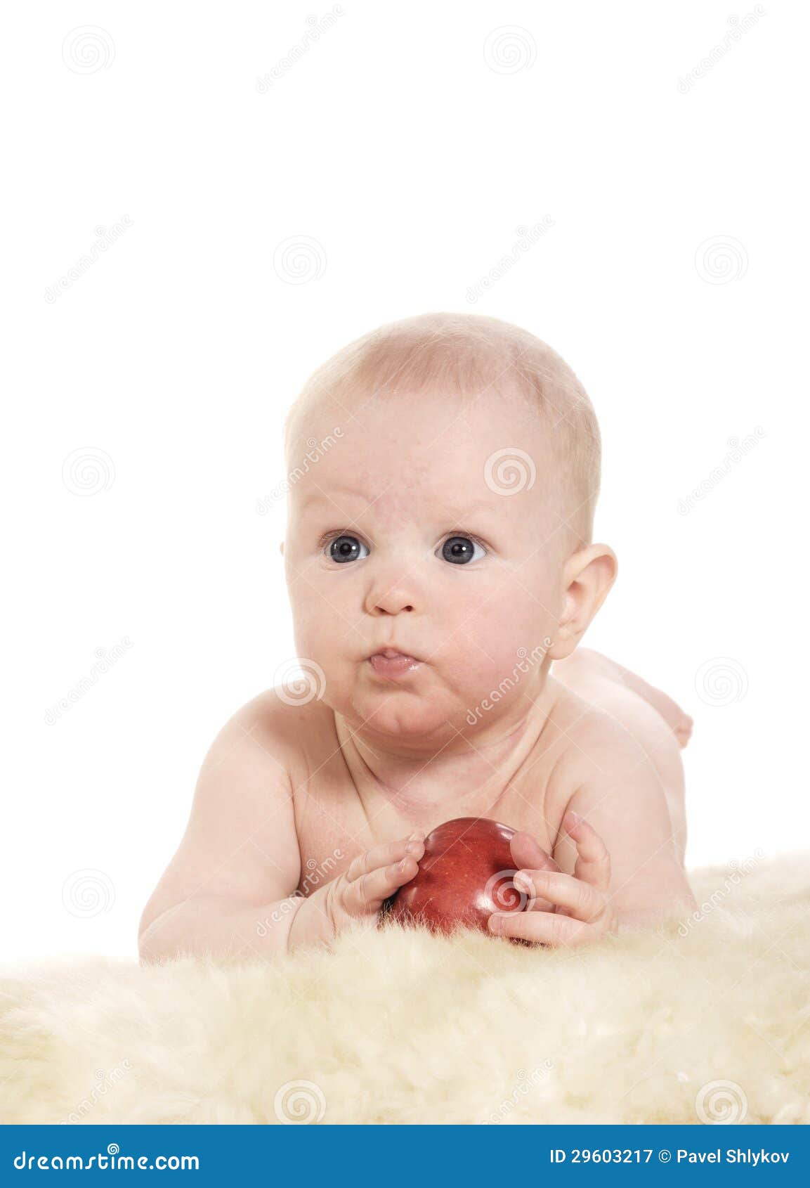 Baby with red apple stock image. Image of care, healthy - 29603217