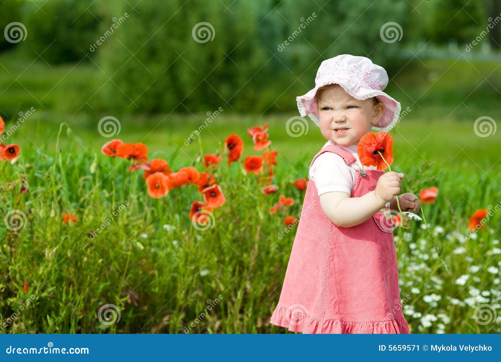 Baby with red flower stock image. Image of agriculture - 5659571