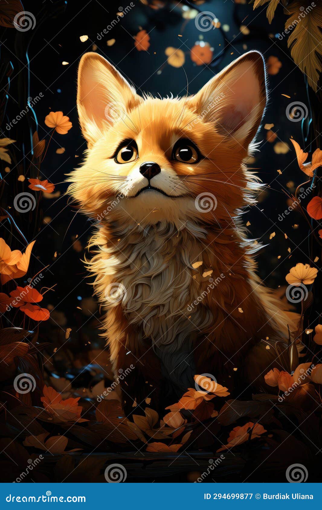 Baby Red Fox In Cartoon Style. Created With Generative AI Stock Image ...