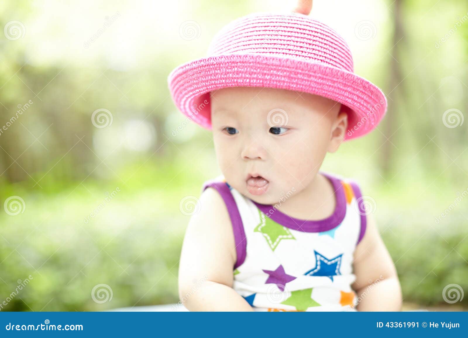 Baby in red hat stock image. Image of stroller, sweet - 43361991